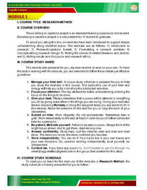 Module 1 IT174 - Tagudin Campus Course Code: IT 174 MODULE 1 Chapter 1 ...