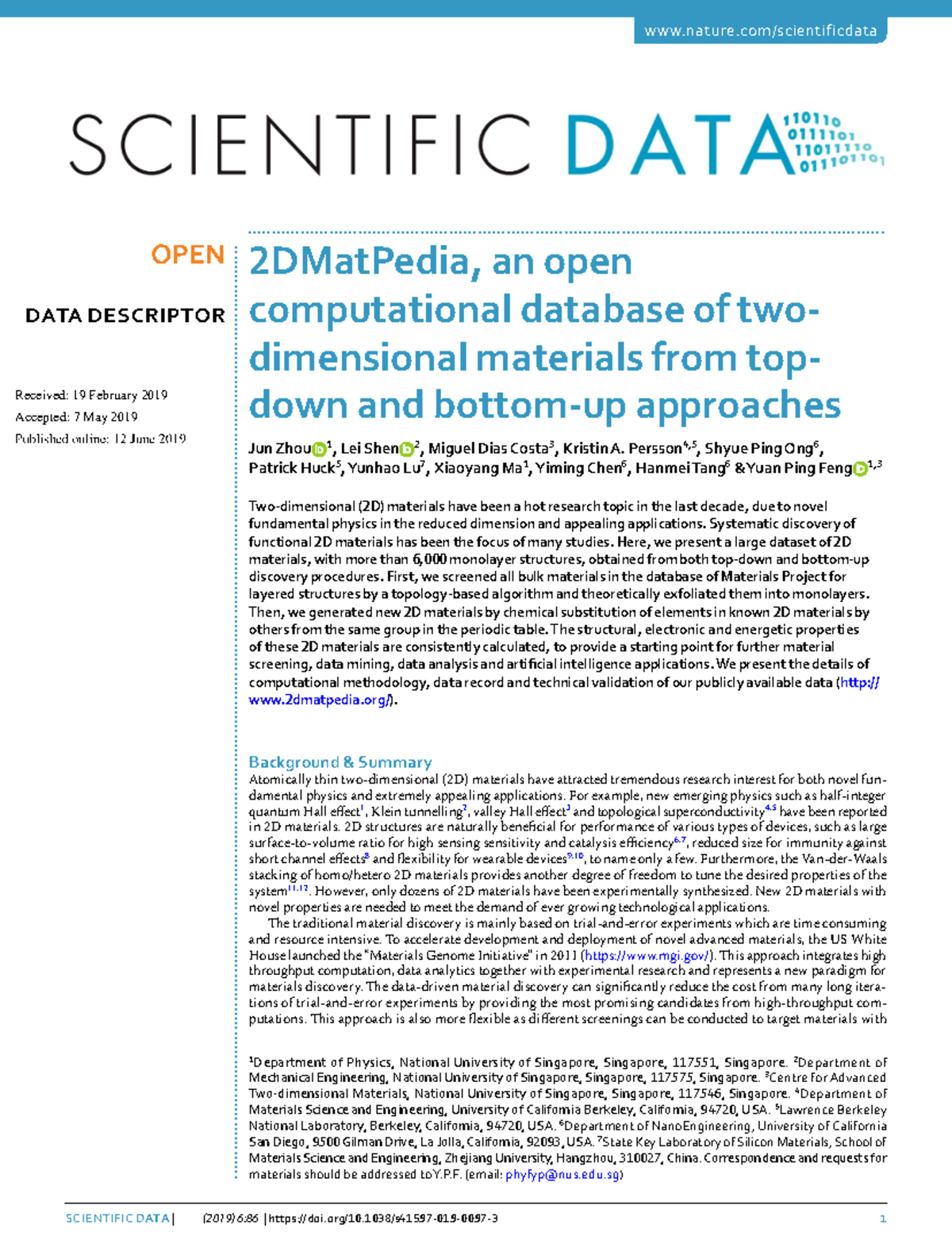 an open computational database of 2d materials - nature/scientificdata ...
