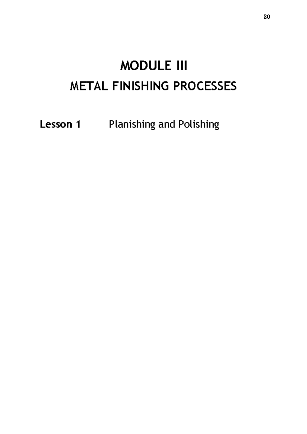 Module 3 Lesson 1 - MODULE III METAL FINISHING PROCESSES Lesson 1 ...