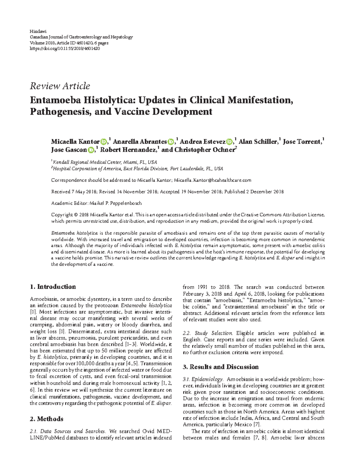 Entamoeba Histolytica Updates - Review Article Entamoeba Histolytica ...