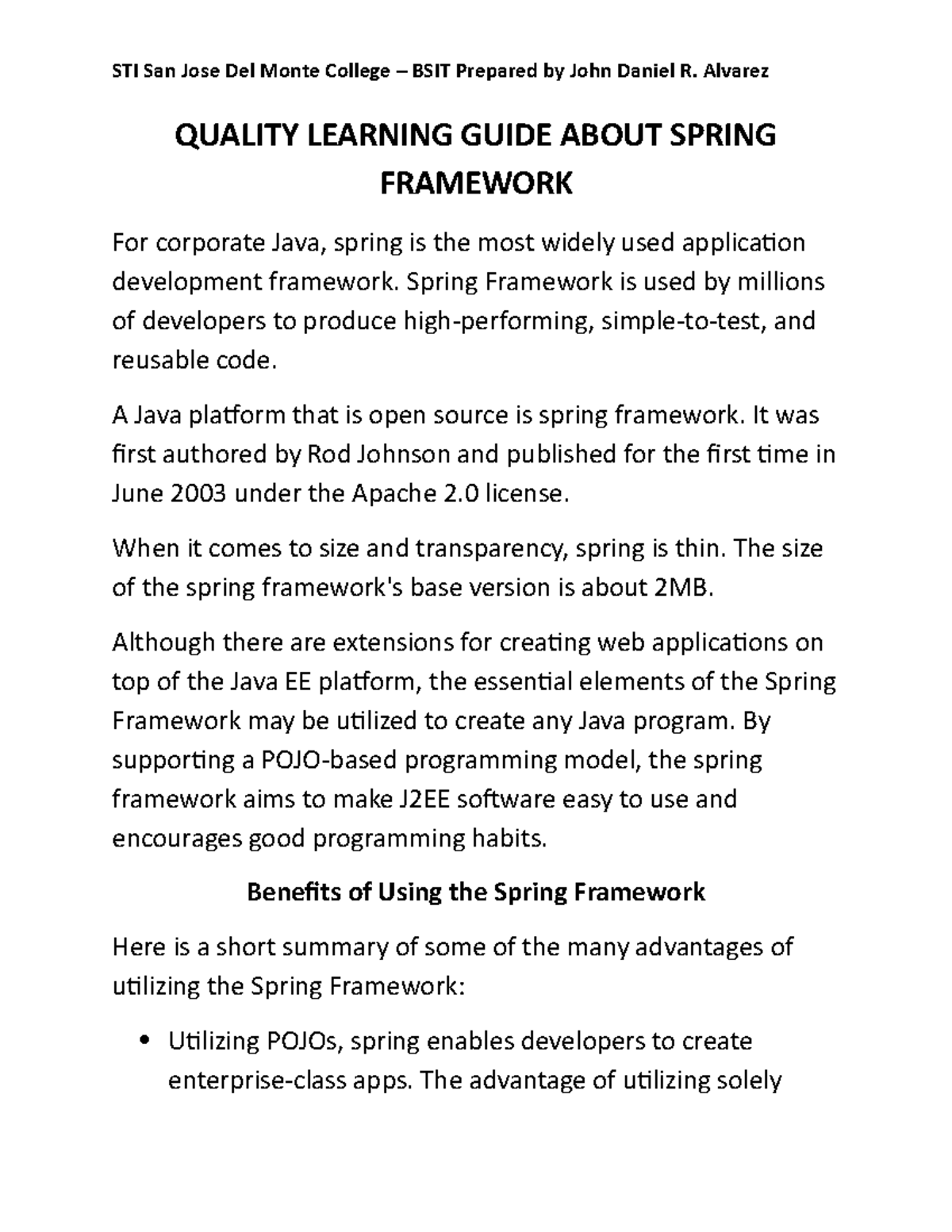 Quality Learning Guide About Spring Framework - QUALITY LEARNING GUIDE ...