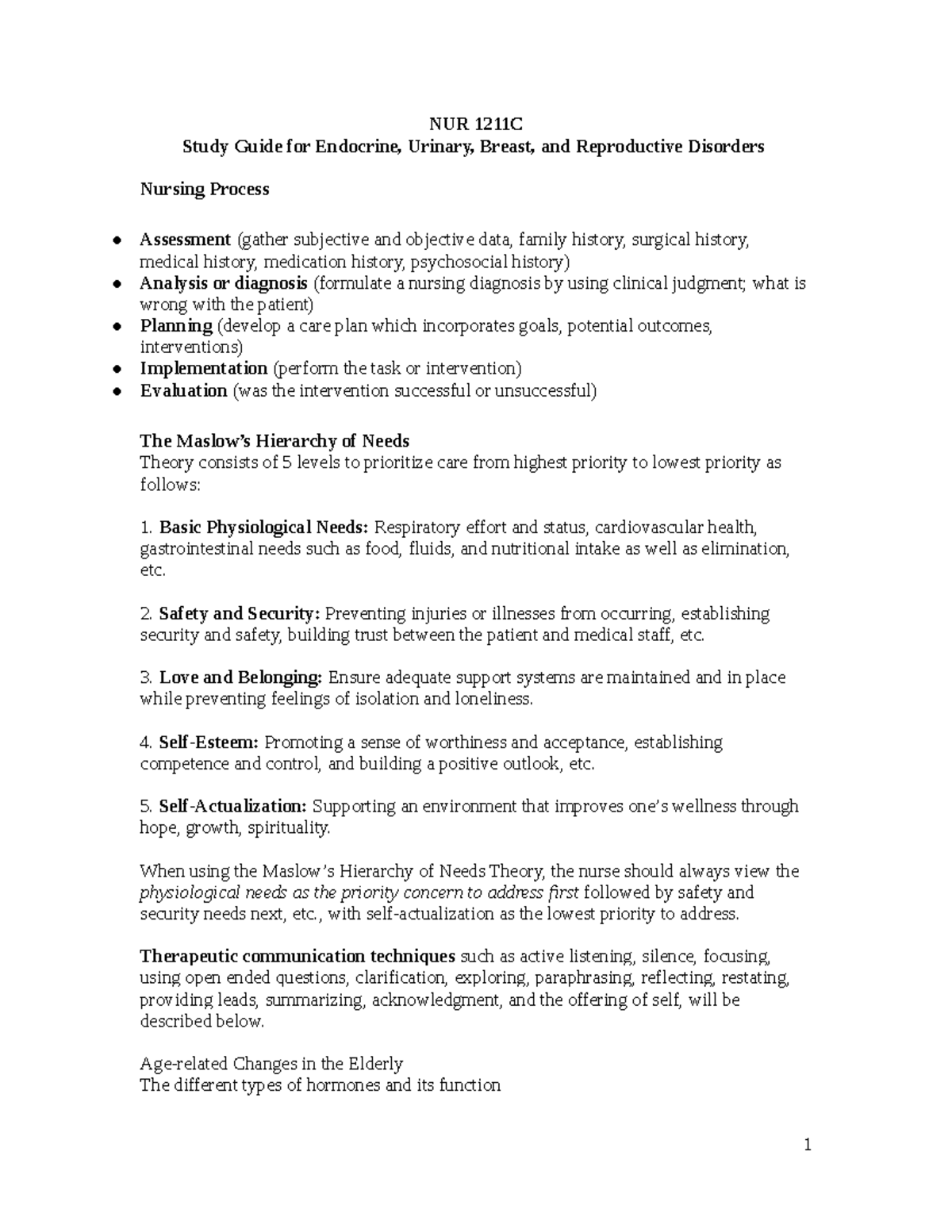 BAH Exam 4 Study Guide for Endocrine Urinary and Reproductive Disorders ...