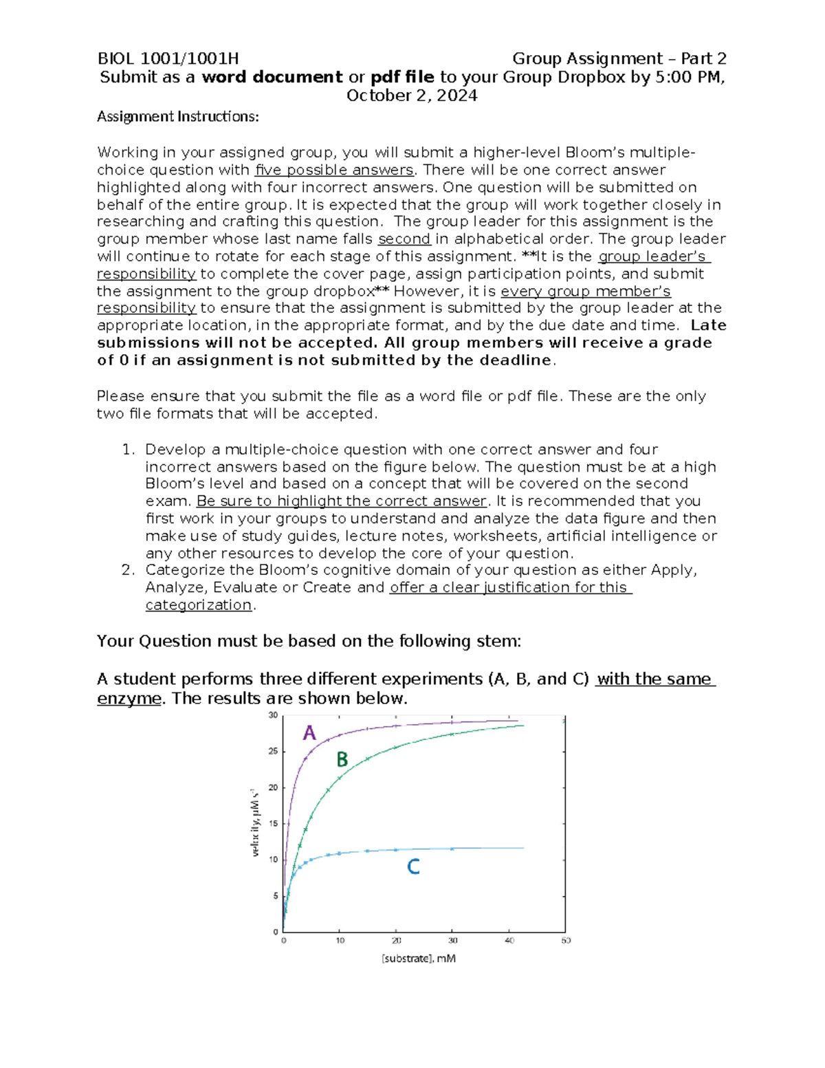 Blooms Assignment 2 FA24 - Submit as a word document or pdf file to your Group Dropbox by 5:00 ...