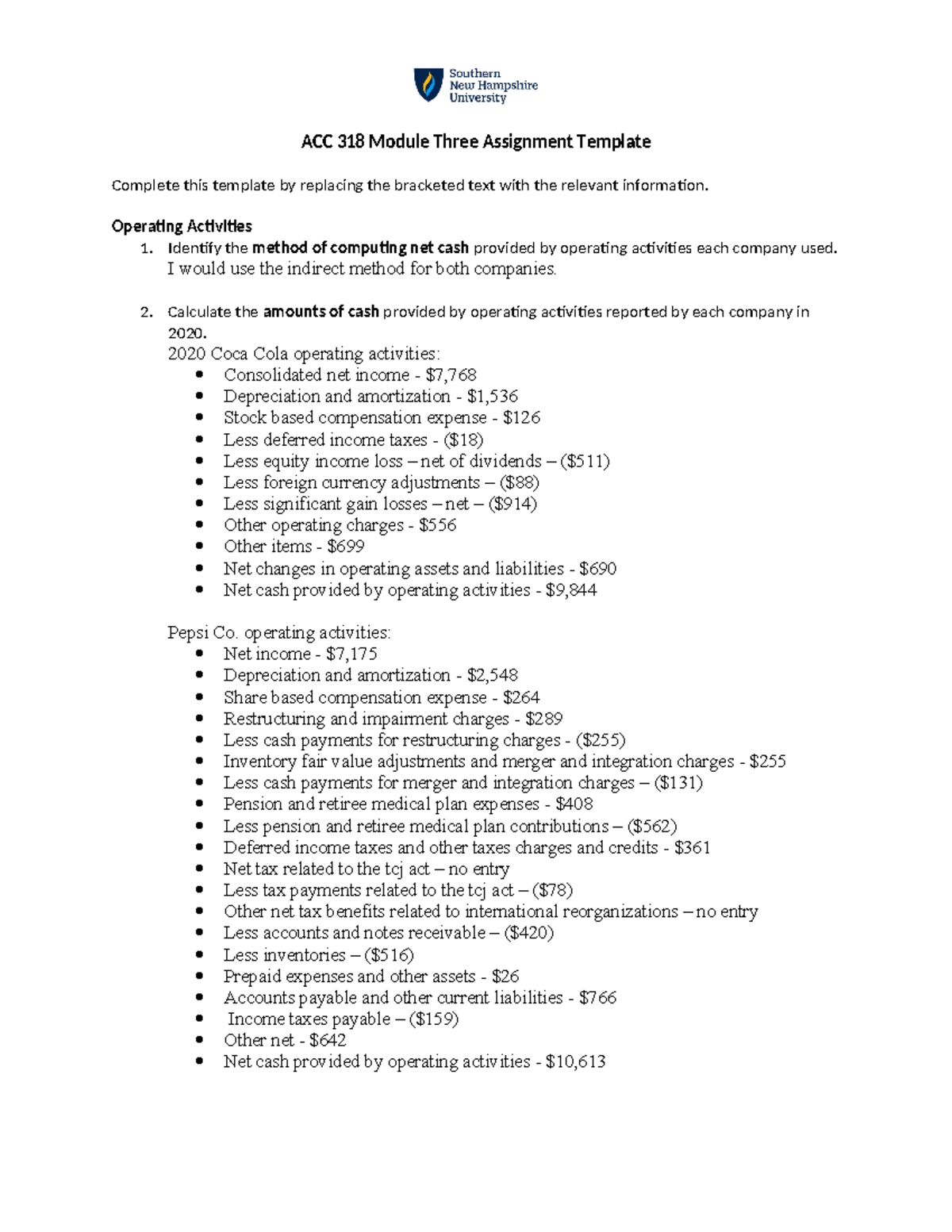 ACC 318 Module Three Assignment Template - ACC 318 Module Three ...