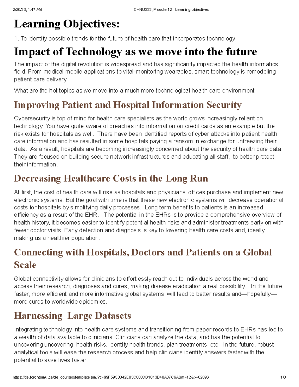 CVNU322, Module 12 - Learning objectives - 2/20/23, 1:47 AM CVNU322 ...