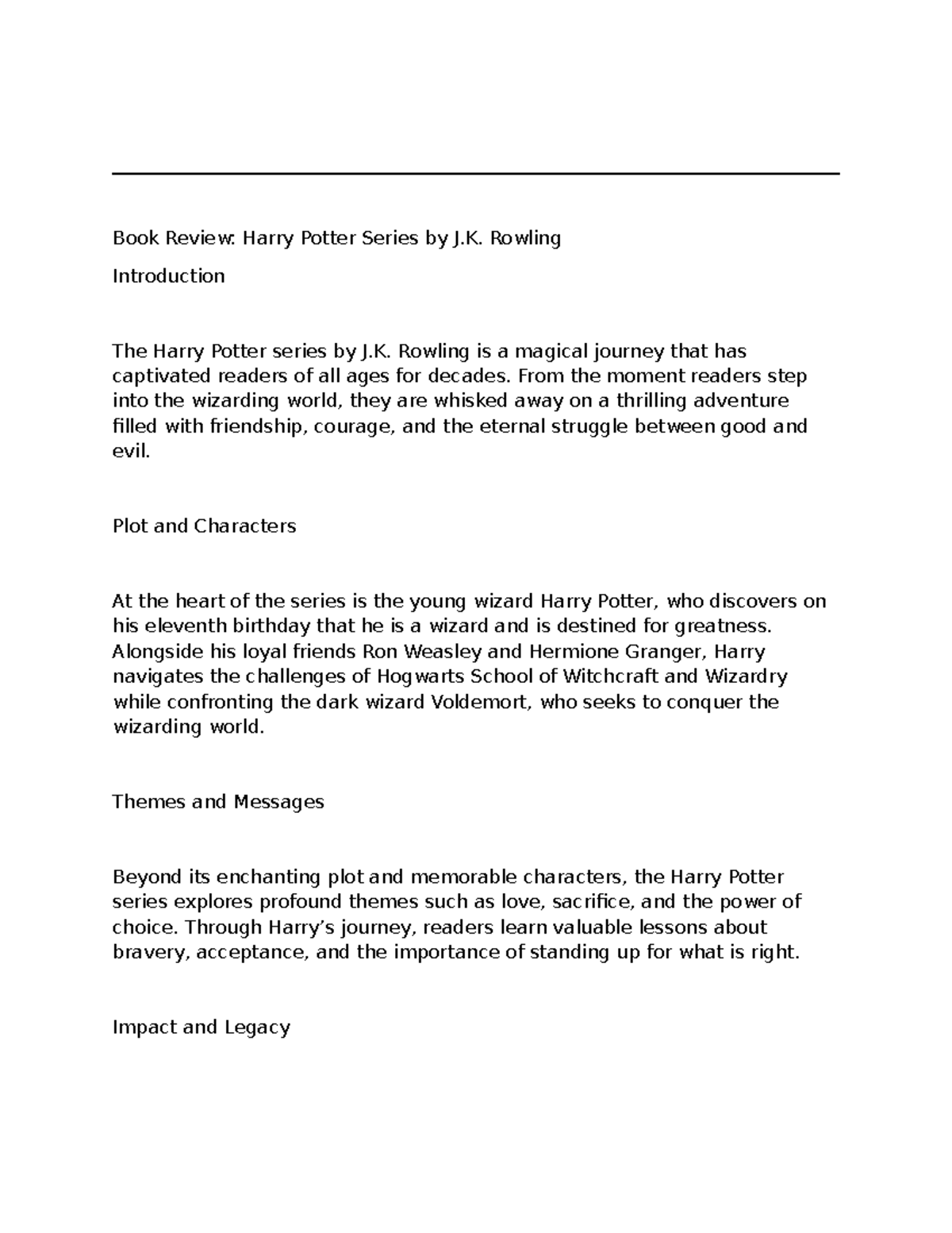 Book review - Harry potter - Book Review: Harry Potter Series by J ...