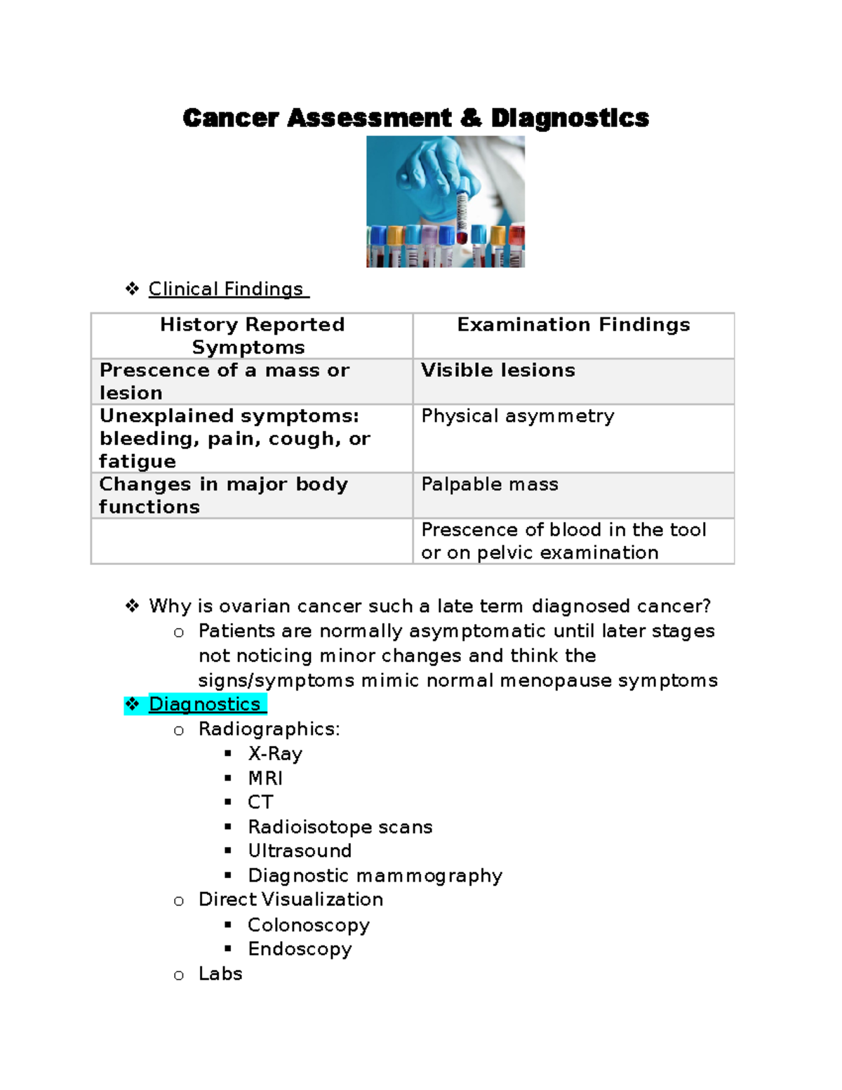 Cancer Assessment, Diagnostics, Managment - Cancer Assessment ...