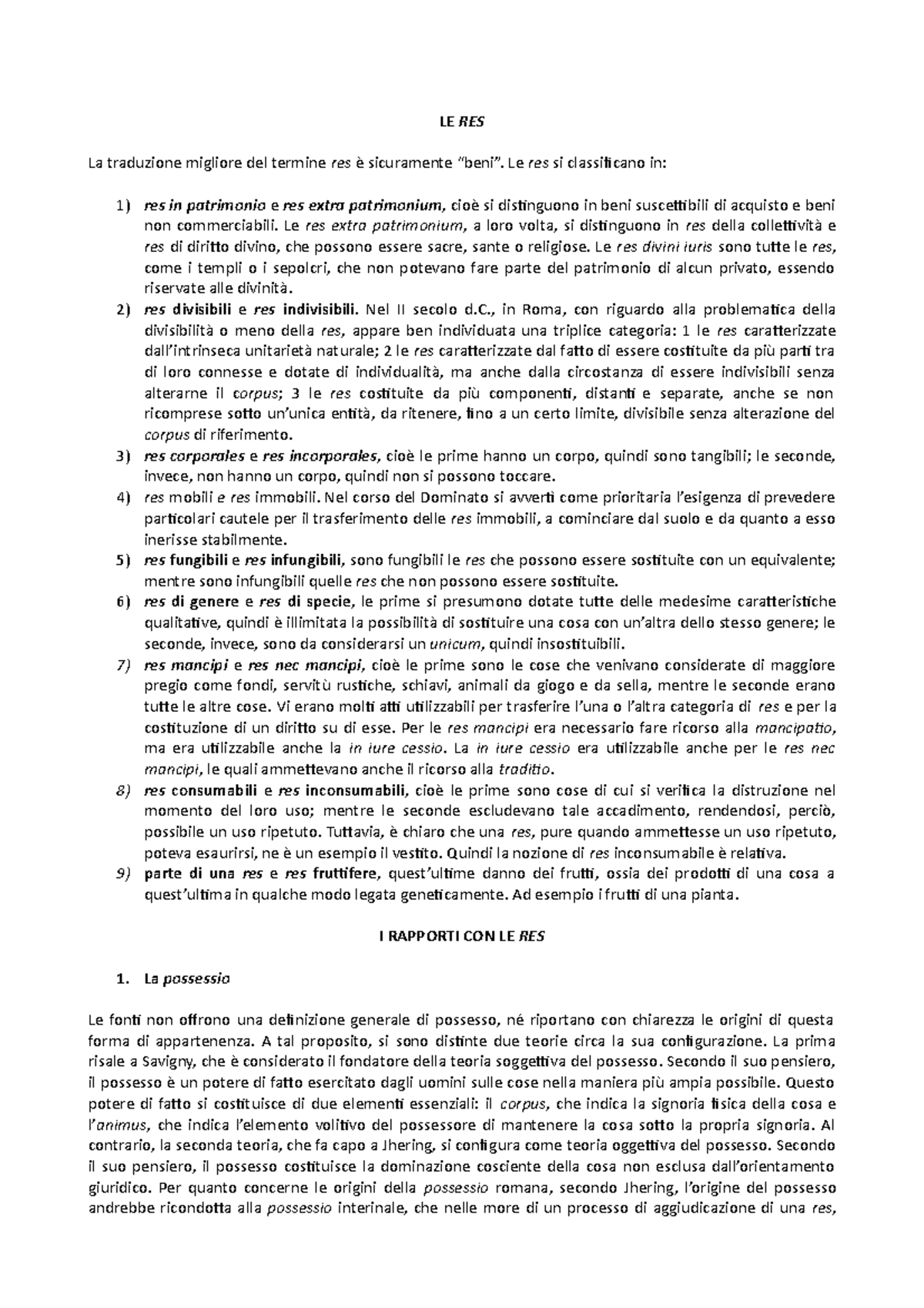 4 LE RES - Riassunto libro - Introduzione alla storia del diritto ...