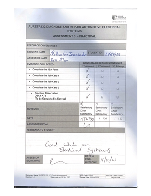 Auretr143 AT2 short answer - AURETR143 DIAGNOSE AND REPAIR ELECTRONIC ...