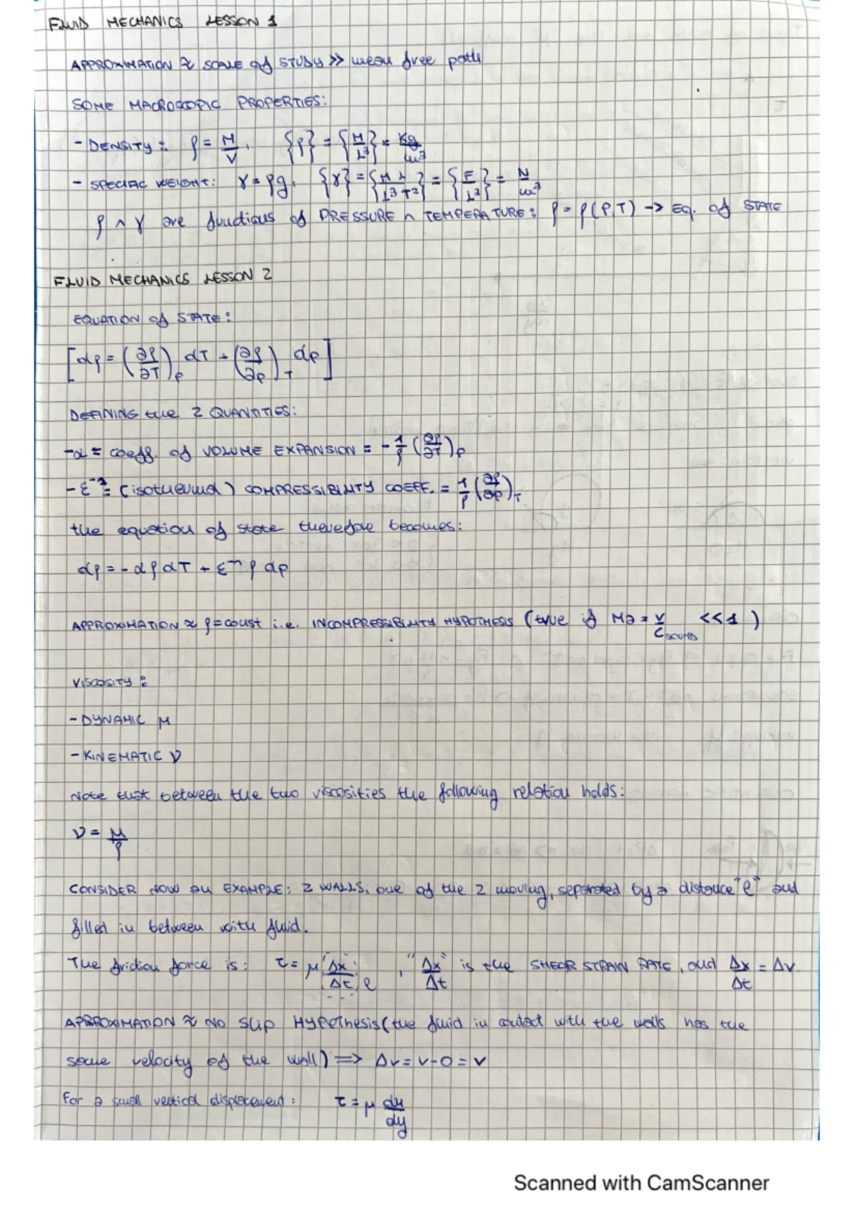 FM theory - Notes of all the lectures - Fluid mechanics - Studocu