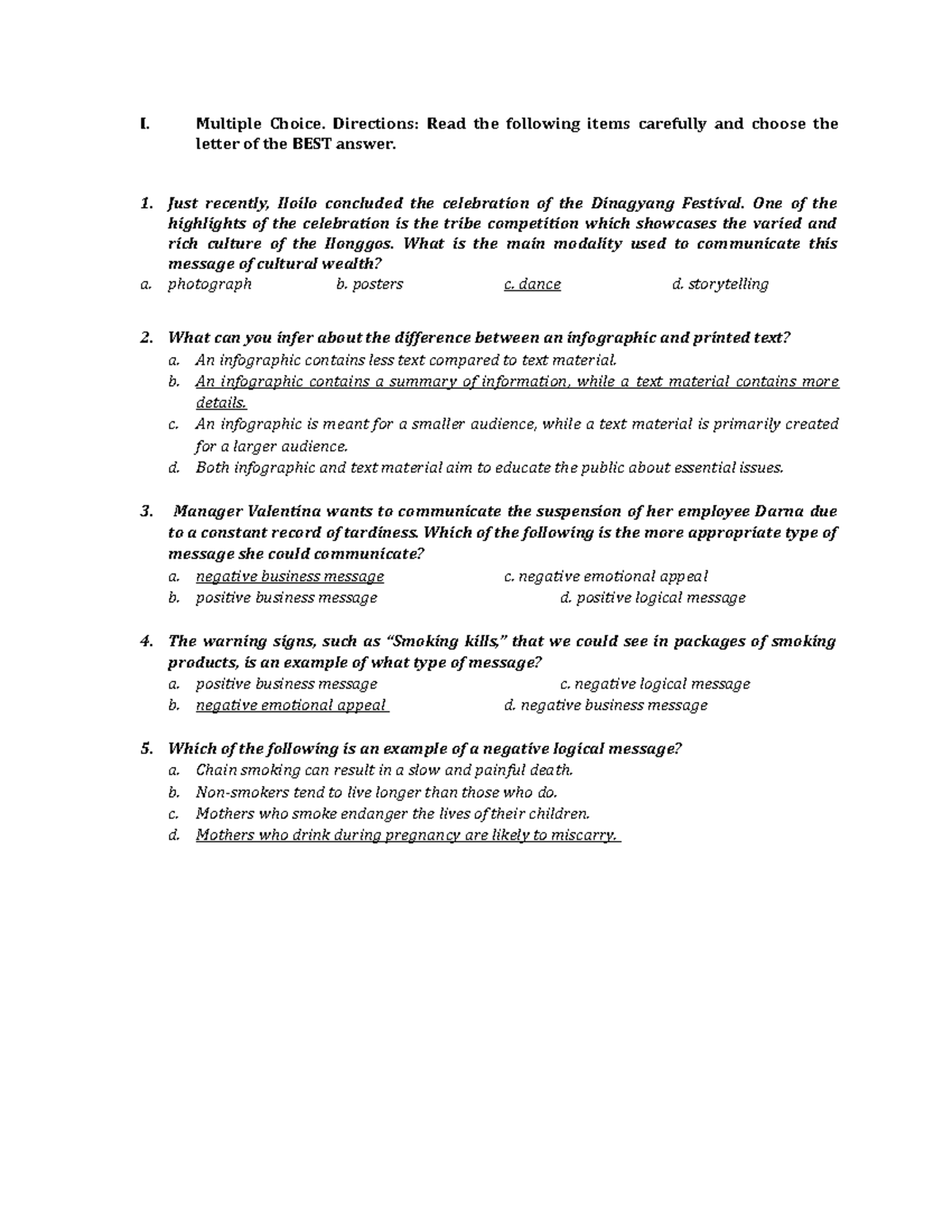 01 Sample Items For Digital Tool Workshop Inset 2023 - I. Multiple ...
