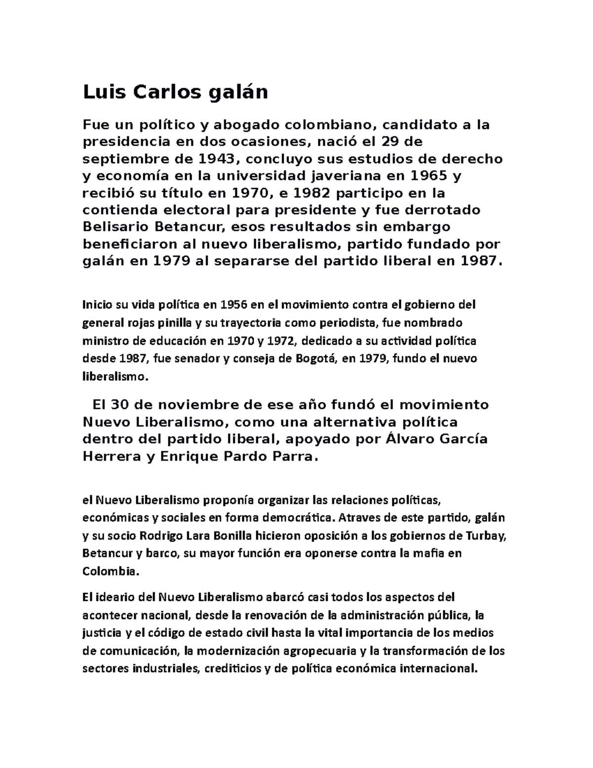 Luis carlos galan - resumen de echo historico - Luis Carlos galán Fue ...