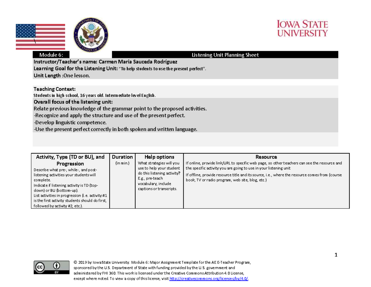 Module 6 Major Assignment Carmen - 1 © 2019 by Iowa State University ...