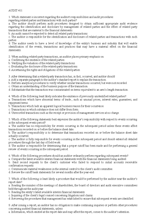 Auditing Theory 3rd Examination - I. Multiple Choice. Write the letter of the correct answer. 1 ...