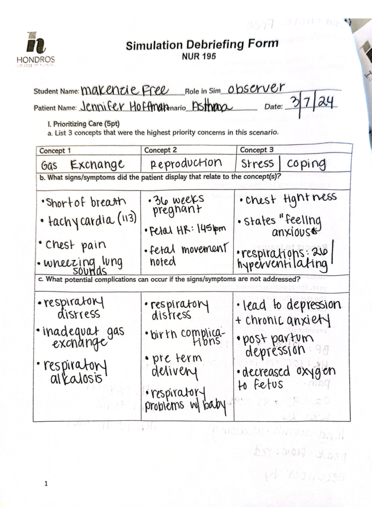 Sim lab week 9 - NUR 185 - Studocu