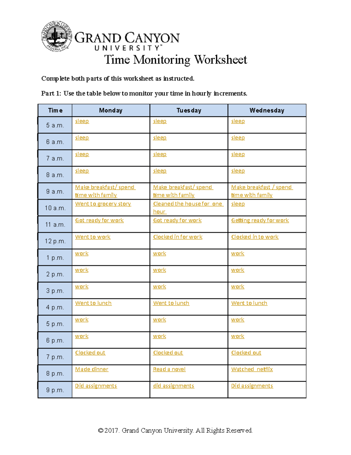 UNV-506-R-Time Monitor Worksheet grand canyon university - Time ...