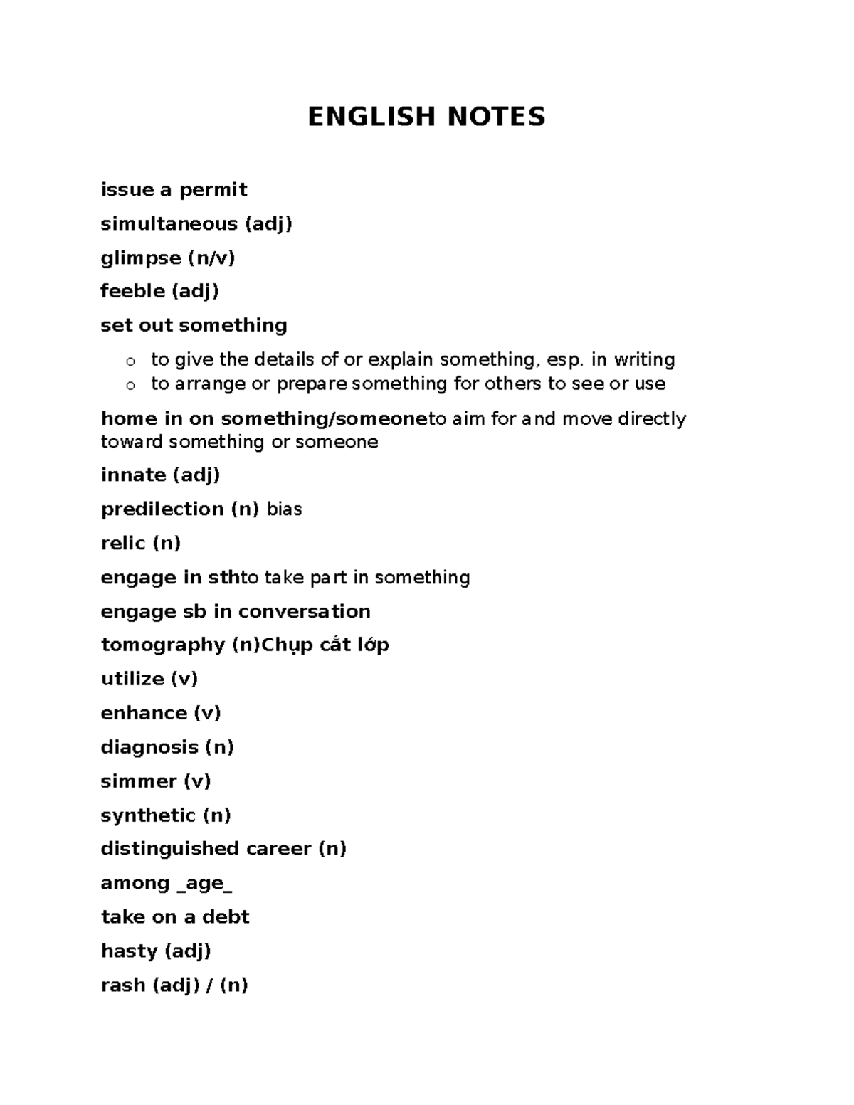 English Notes - VOCABULARY & IDIOMS FOR BEGINNER - ENGLISH NOTES issue ...