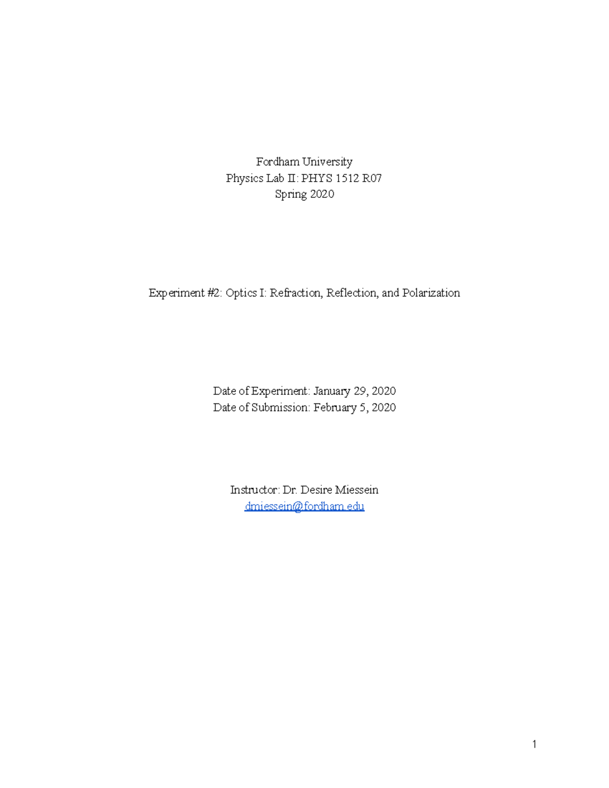 Physics Lab II Lab #2 - lab paper - Fordham University Physics Lab II ...
