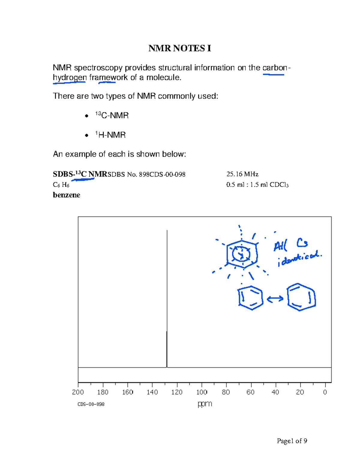 NMR Notes I (501) TR annotated - NMR NOTES I NMR spectroscopy provides ...