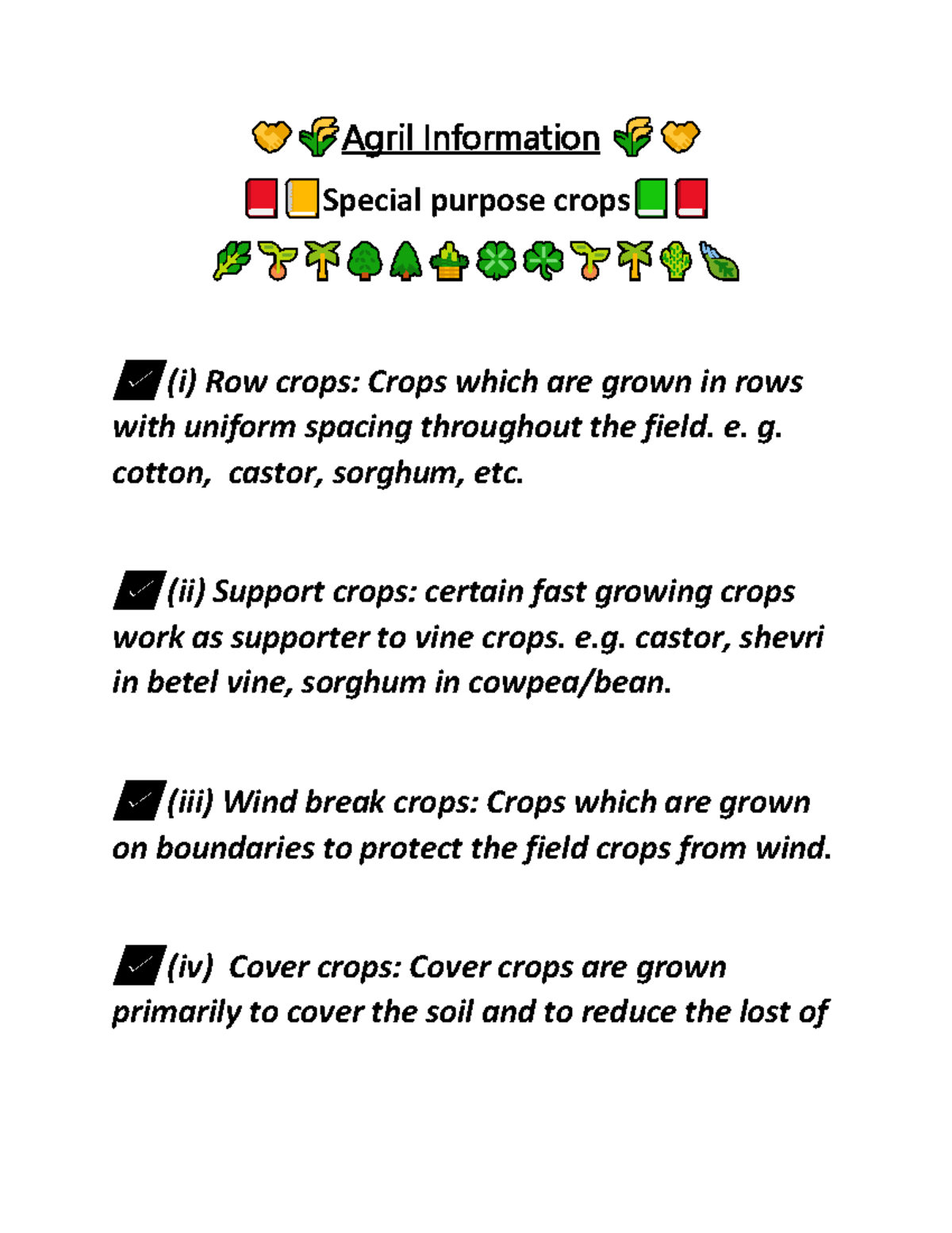 Crop types - Lecture notes 1 - Agril Information Special purpose crops ...