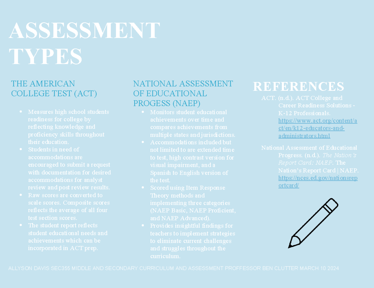 ADavis SEC 355 T7 Assessment Types - ASSESSMENT TYPES THE AMERICAN ...
