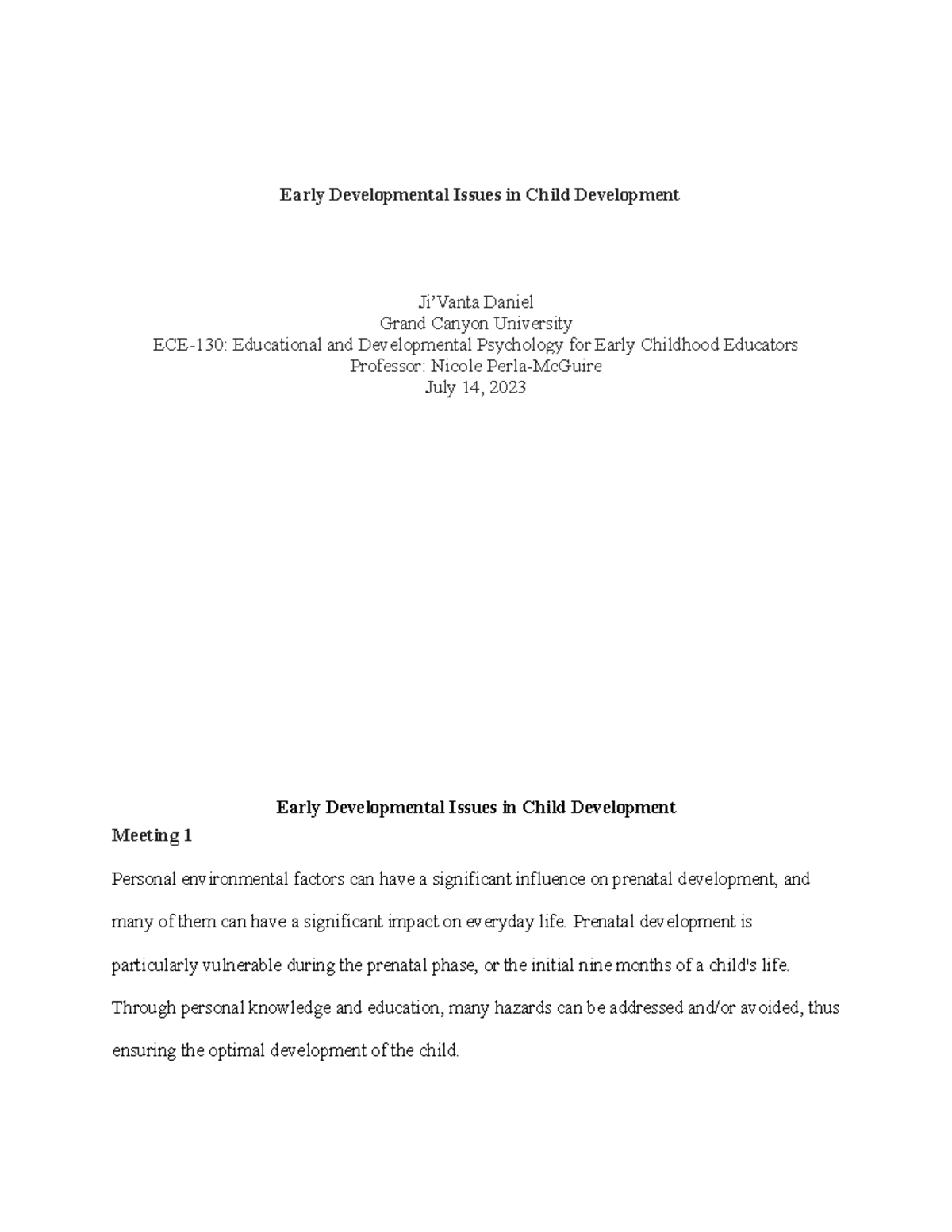 Early Developmental Issues in Child Development - Early Developmental ...