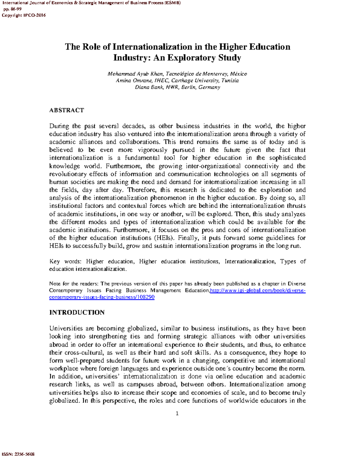 2 - asdasdasdasdas - The Role of Internationalization in the Higher ...