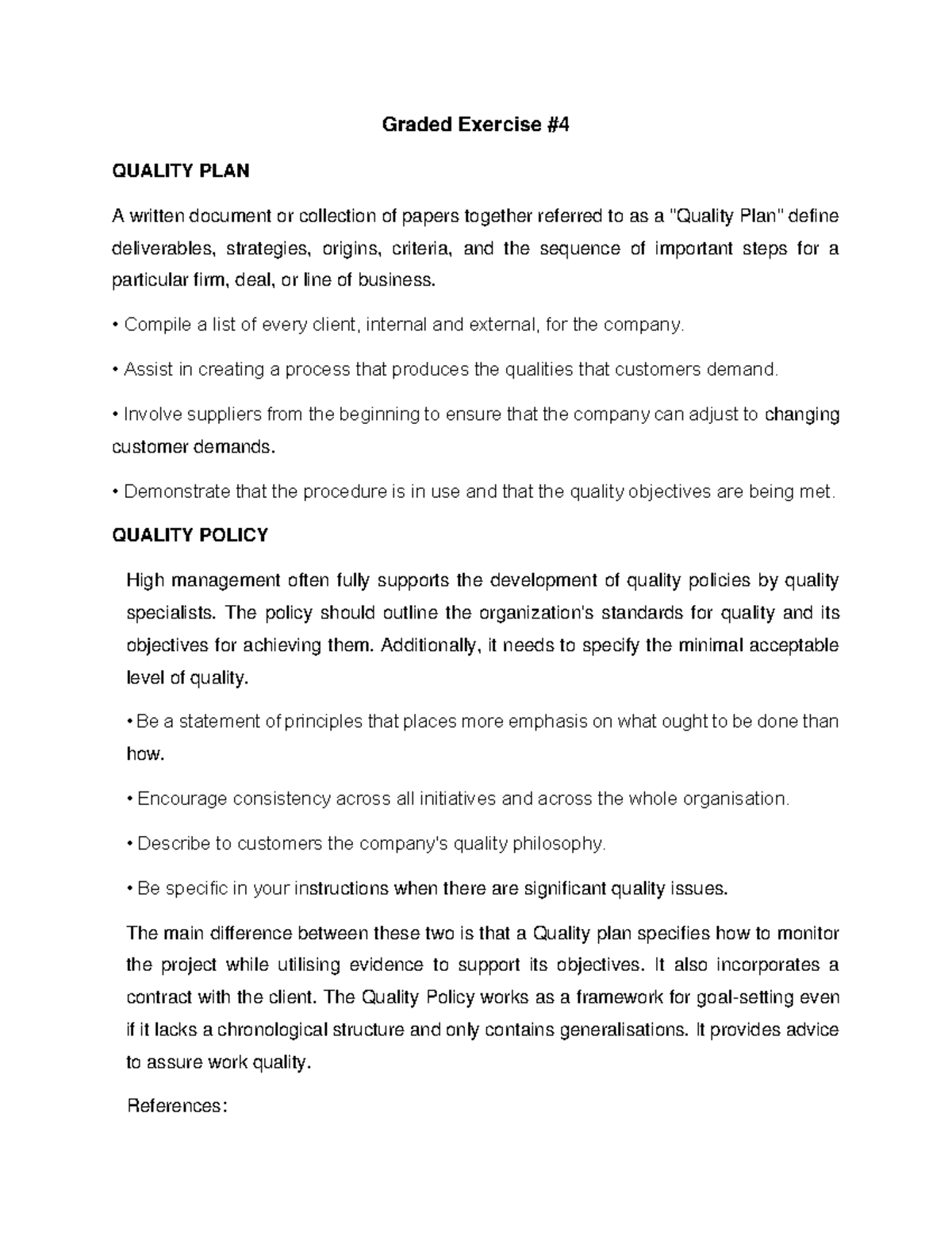 Graded Exercise 4 - Project planning scope and quality - Graded ...