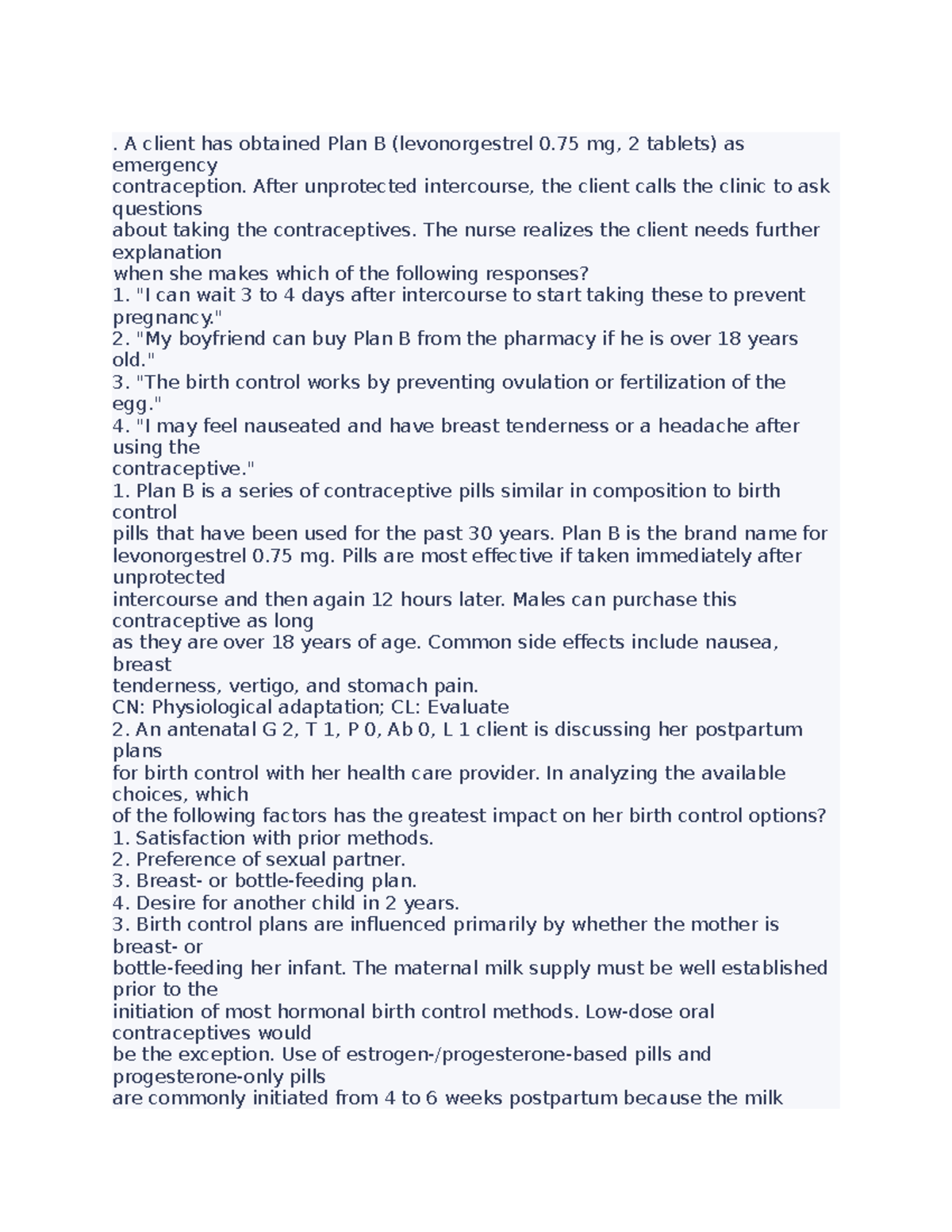 123456789 - hesi ob - . A client has obtained Plan B (levonorgestrel 0 ...