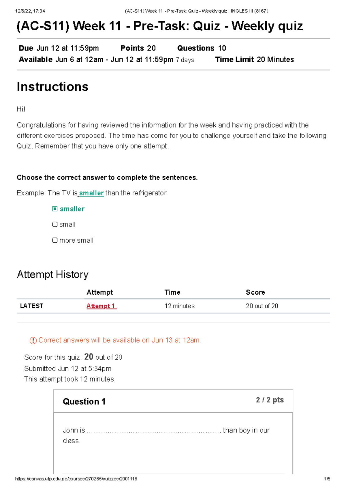 (AC-S11) Week 11 - Pre-Task Quiz - Weekly quiz Ingles III - (AC-S11) Week 11 - Pre-Task: Quiz ...