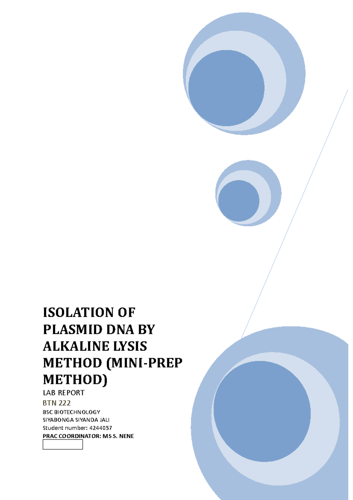 Isolation OF Plasmid DNA BY Alkaline Lysis Method - ISOLATION OF ...