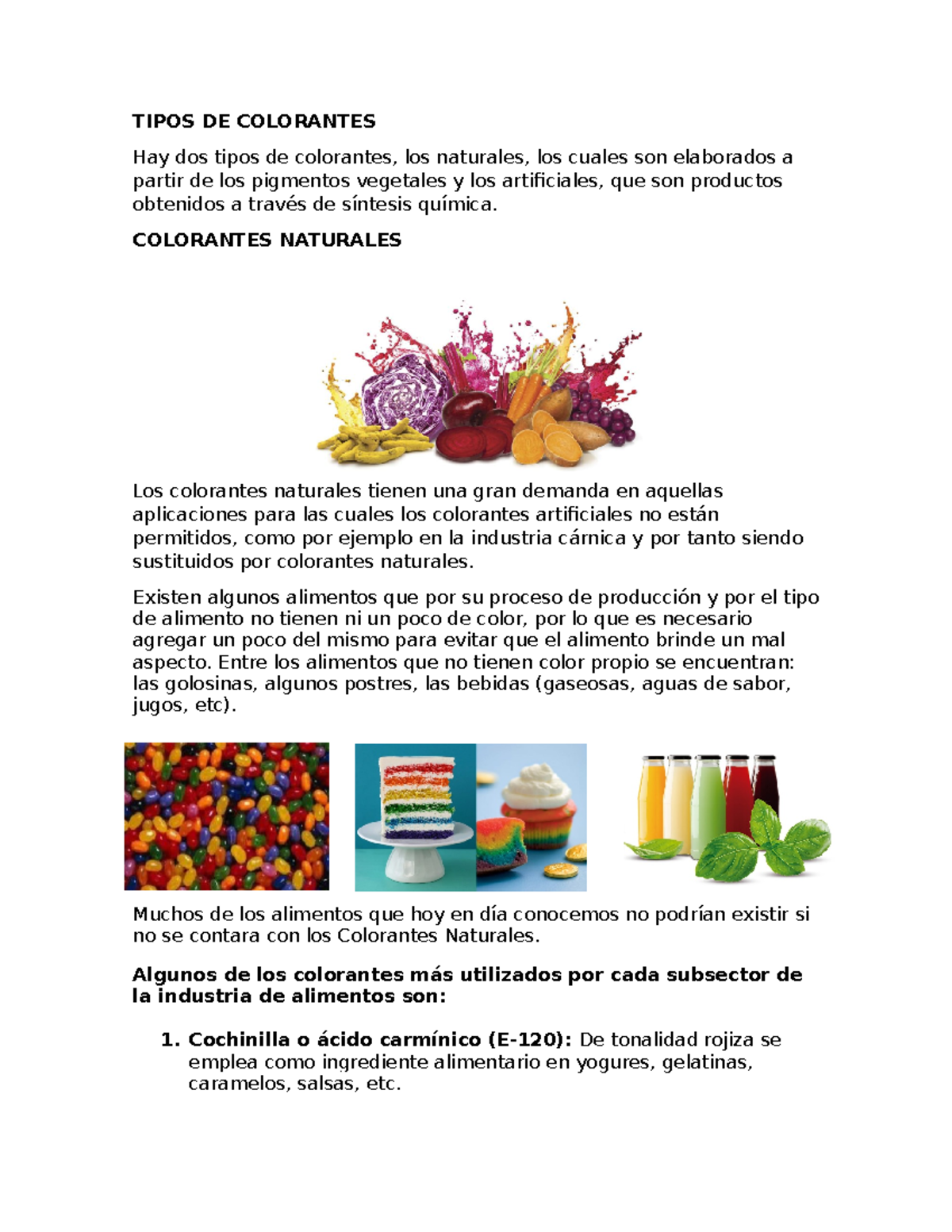 Colorantes como aditivos en la preparación de alimentos y/o Embutidos o ...
