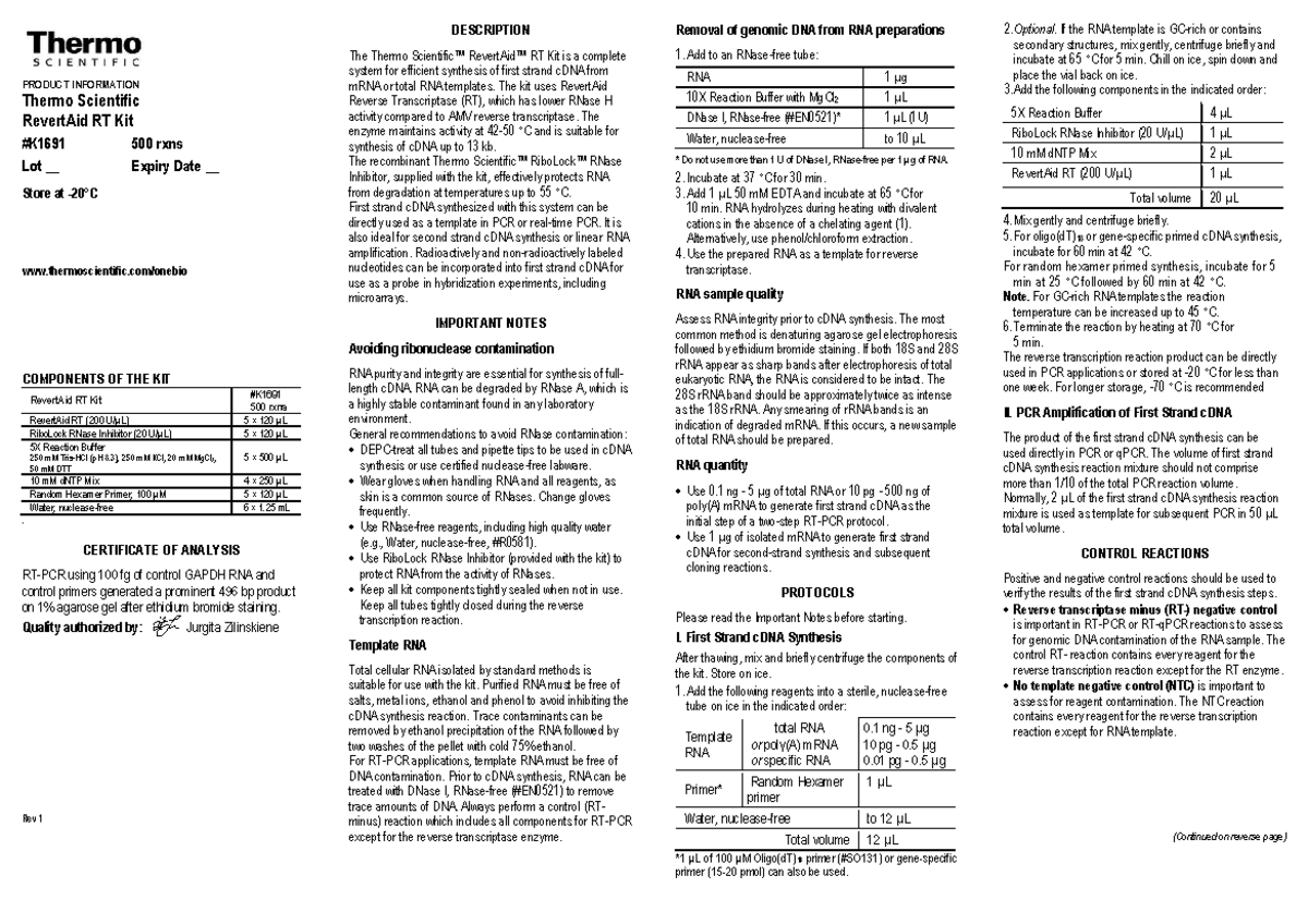 Product information Revert Aid RT Kit, #K1691 - - Studeersnel