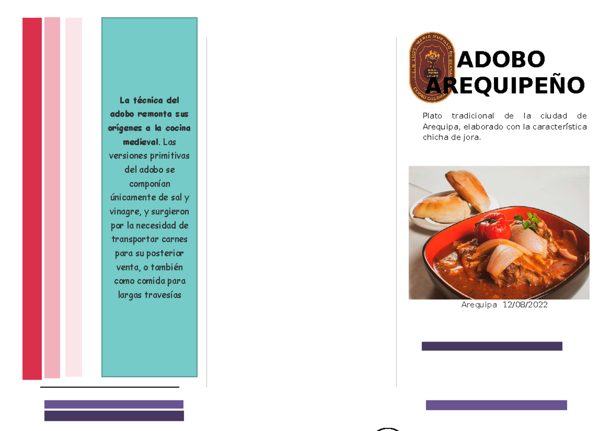 Adobo triptico - . ADOBO AREQUIPEÑO Plato tradicional de la ciudad de Arequipa, elaborado con la ...