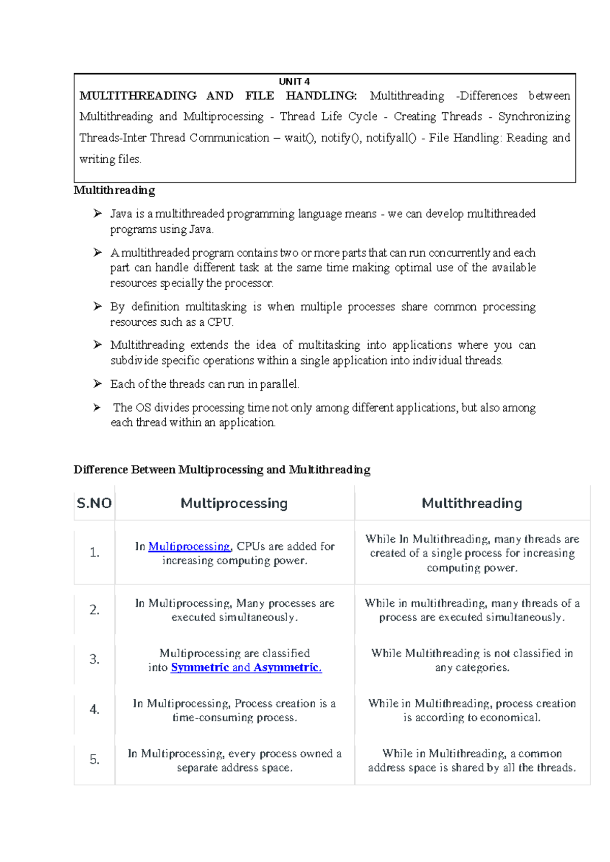 Unit 4 Java This Material Consists Of The Unit 4 Of The Java Unit 4
