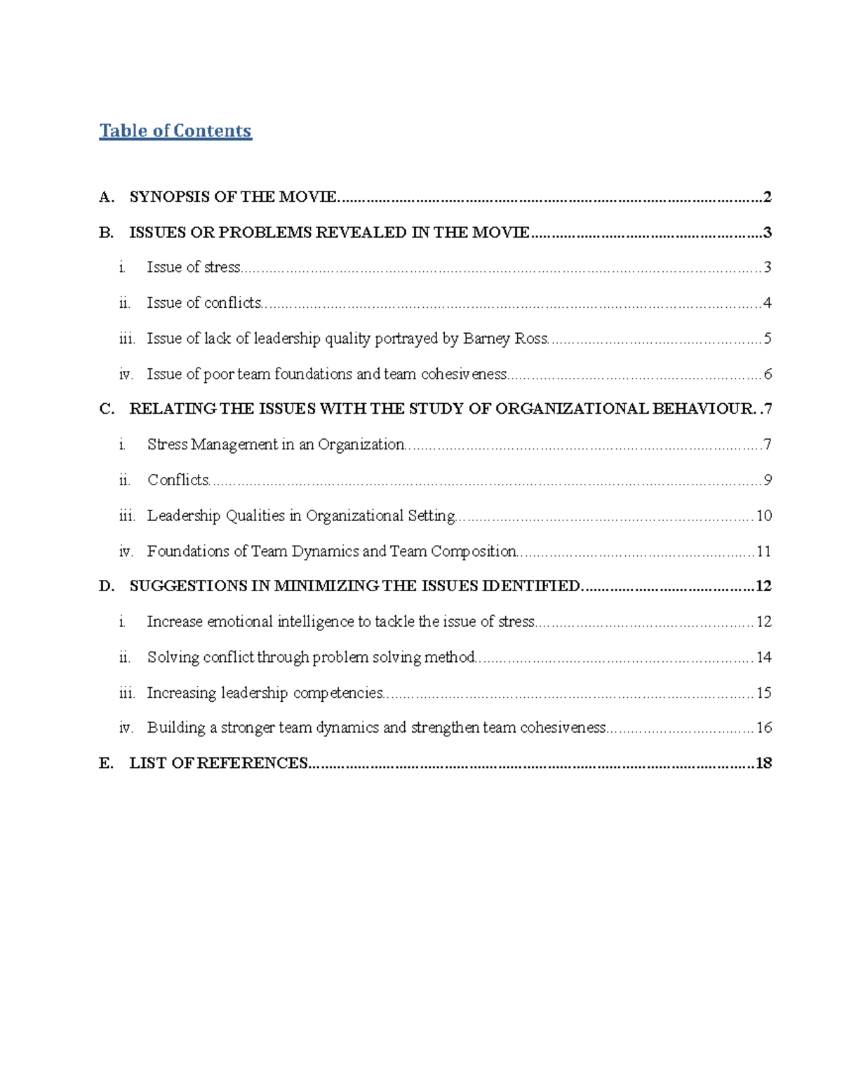 FULL Report OB - Movie Review - Table of Contents A. SYNOPSIS OF THE ...