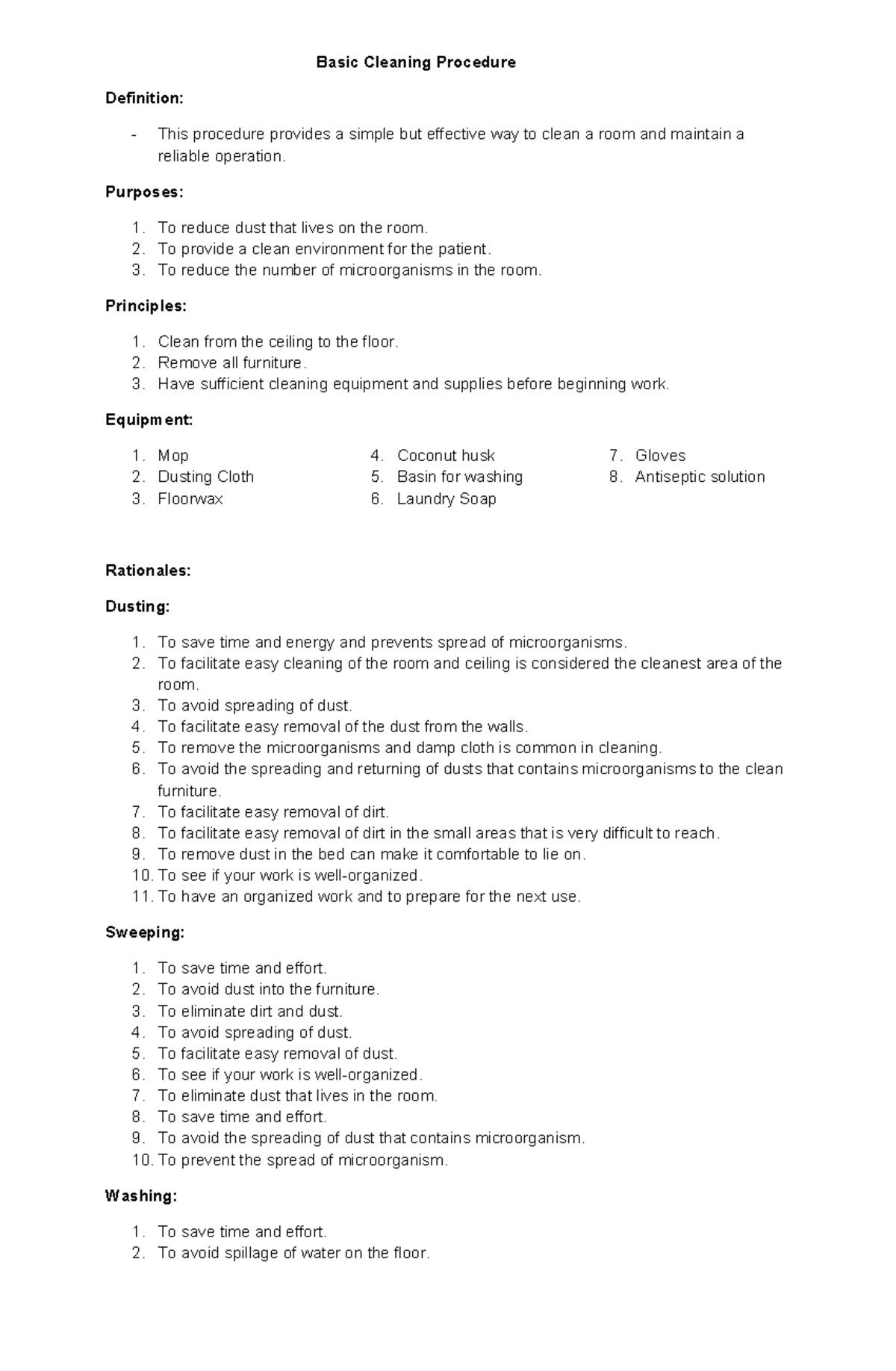 Funda Retdem - npom - Basic Cleaning Procedure Definition: This ...