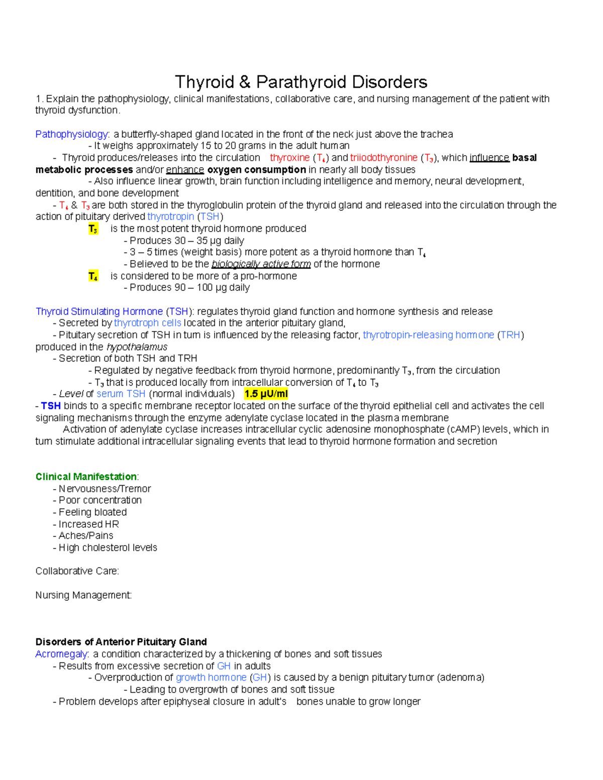 Thyroid and Parathyroid Disorders N200 - Thyroid & Parathyroid ...