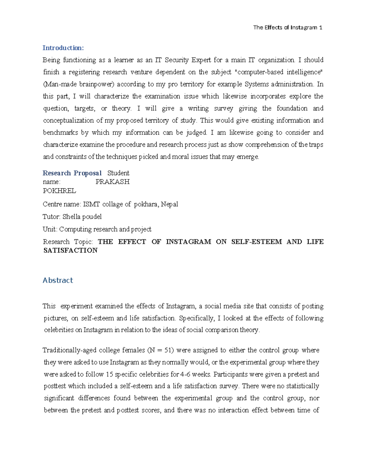 Computing research project - The iEffects iof iInstagram i 1 i i ...