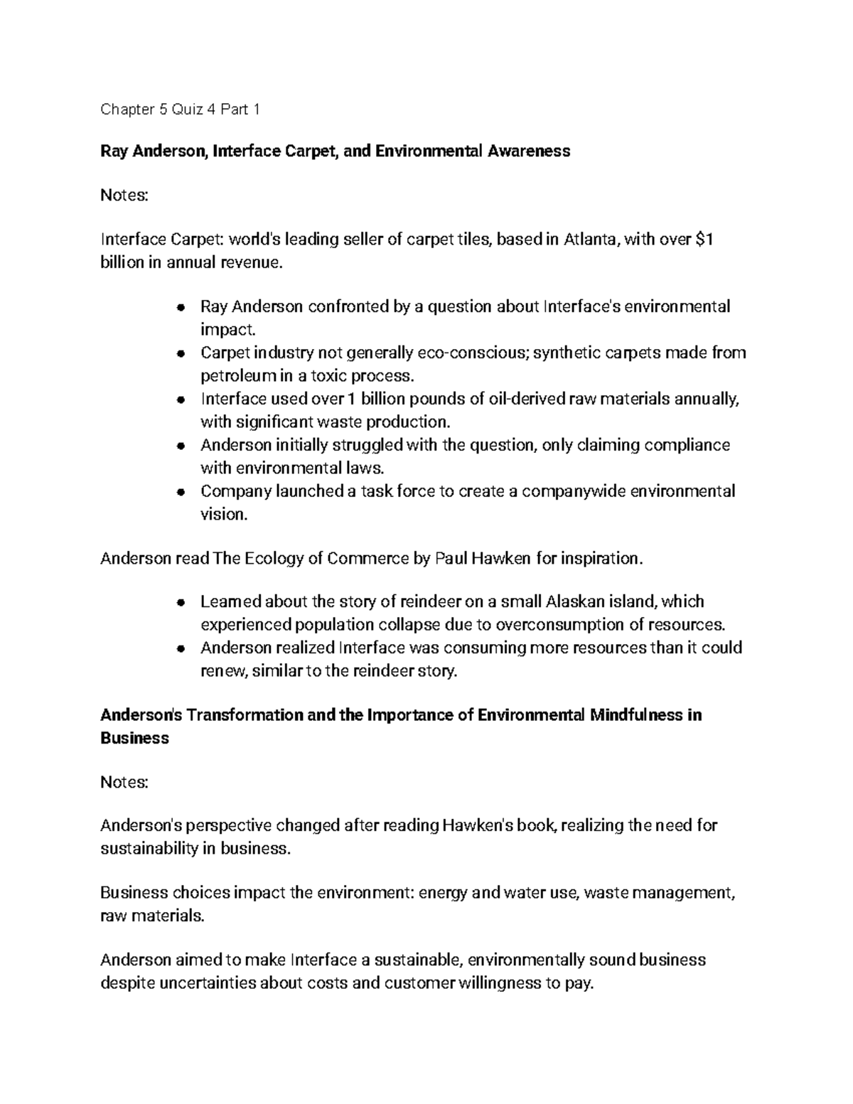 Enviromental Science 1021 Chapter 5 part 1 - Chapter 5 Quiz 4 Part 1 ...