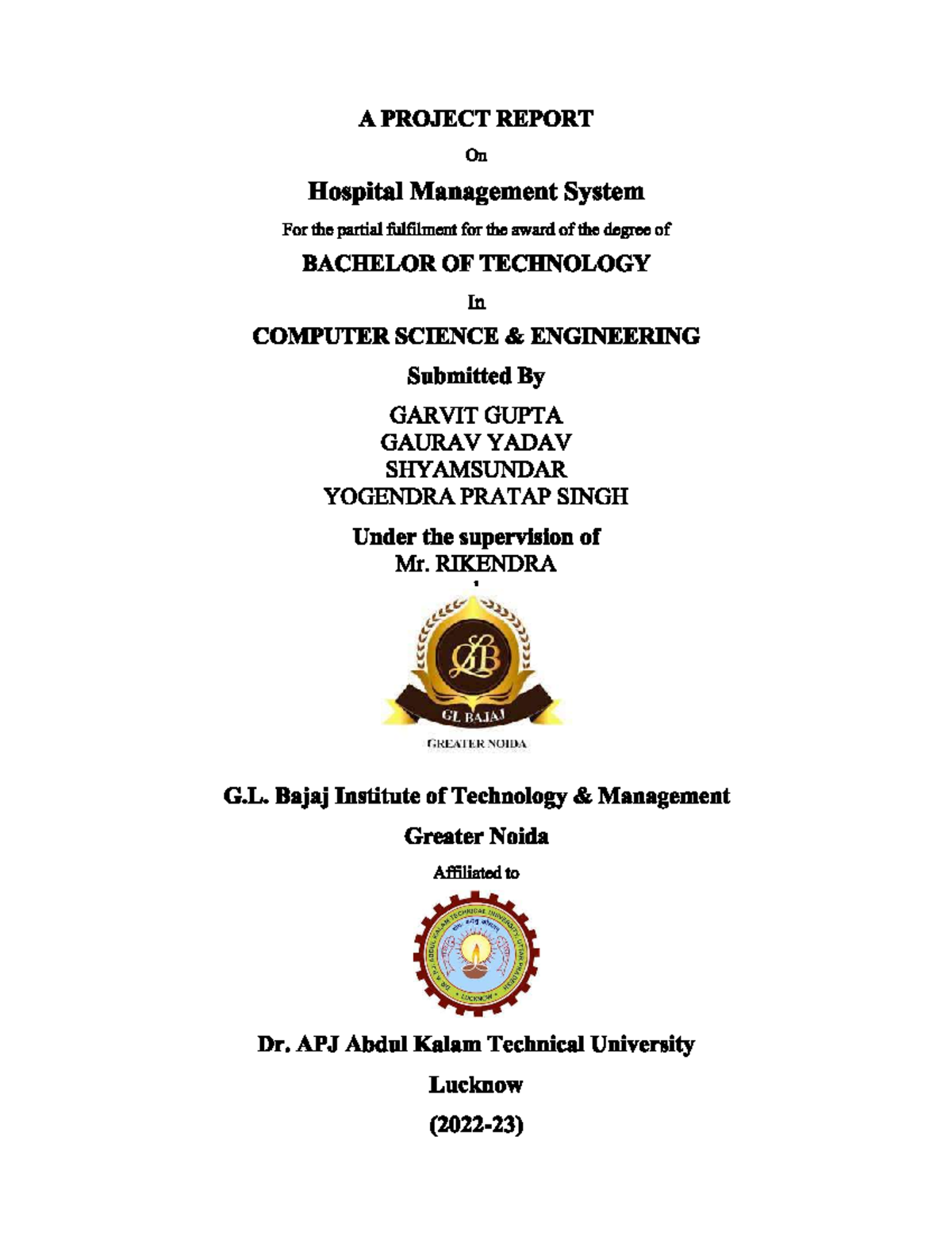 Mini Project Report - GOOD - b.tech - Studocu