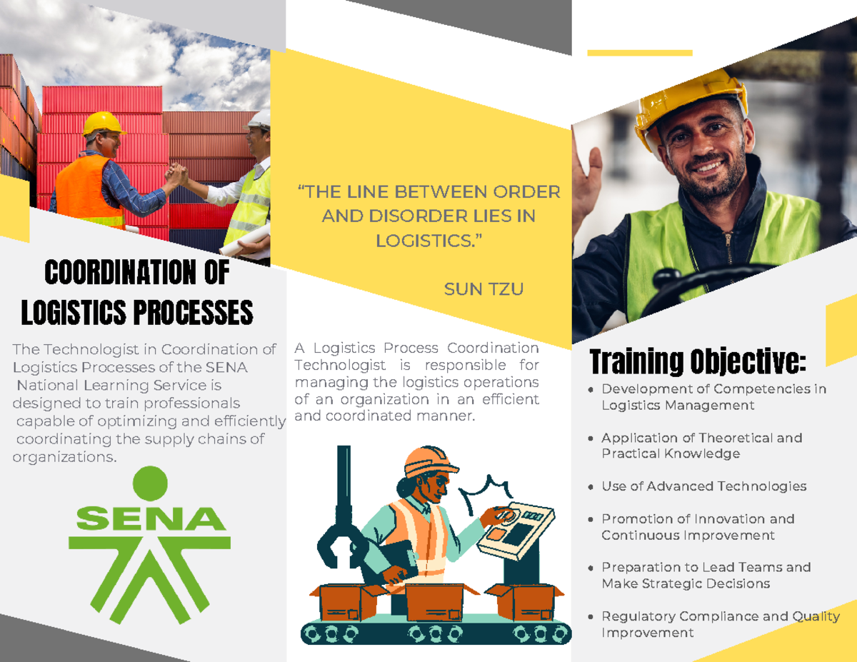 Folleto - The Technologist in Coordination of Logistics Processes of the SENA National Learning ...