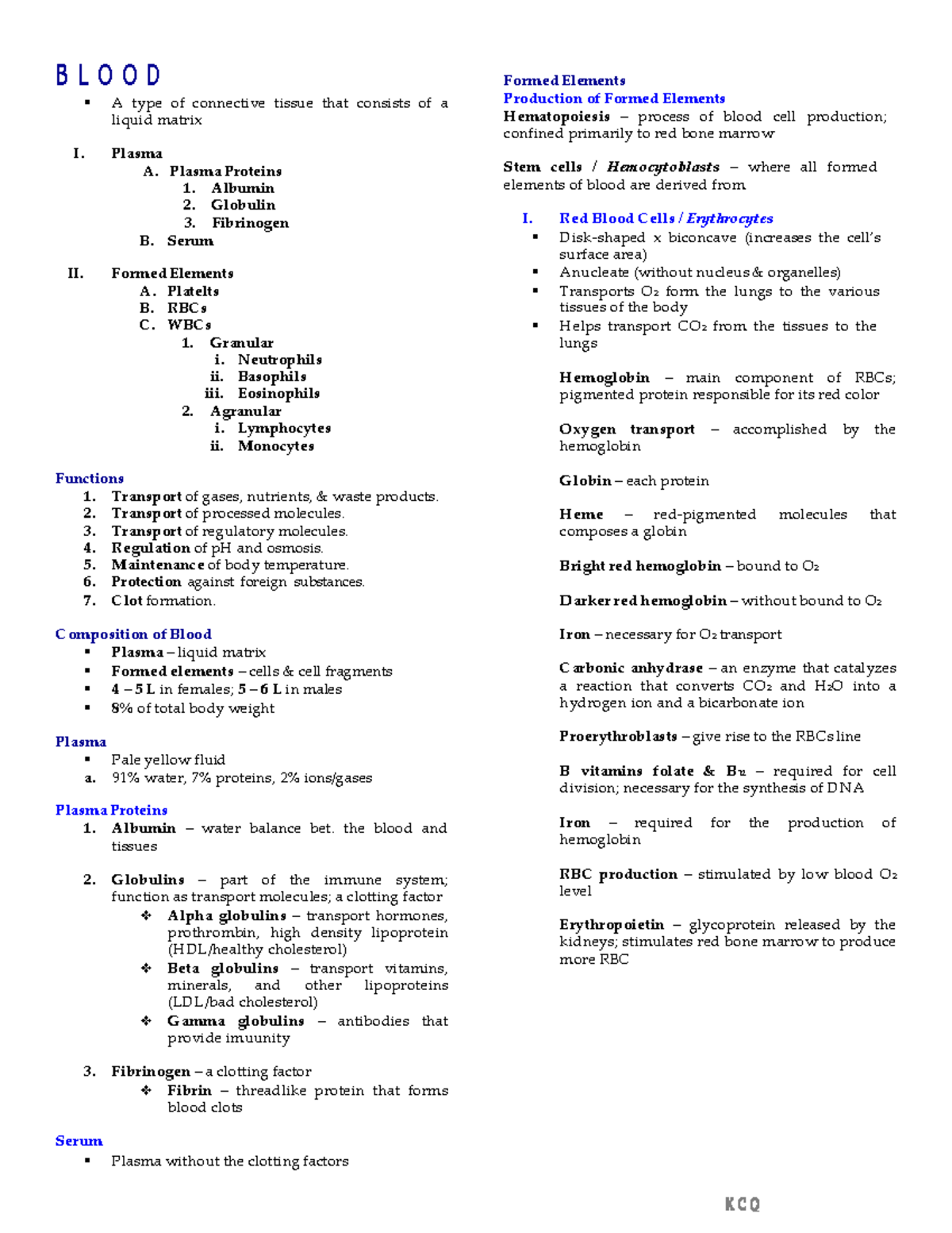 Cardiovascular- System - B L O O D A type of connective tissue that ...