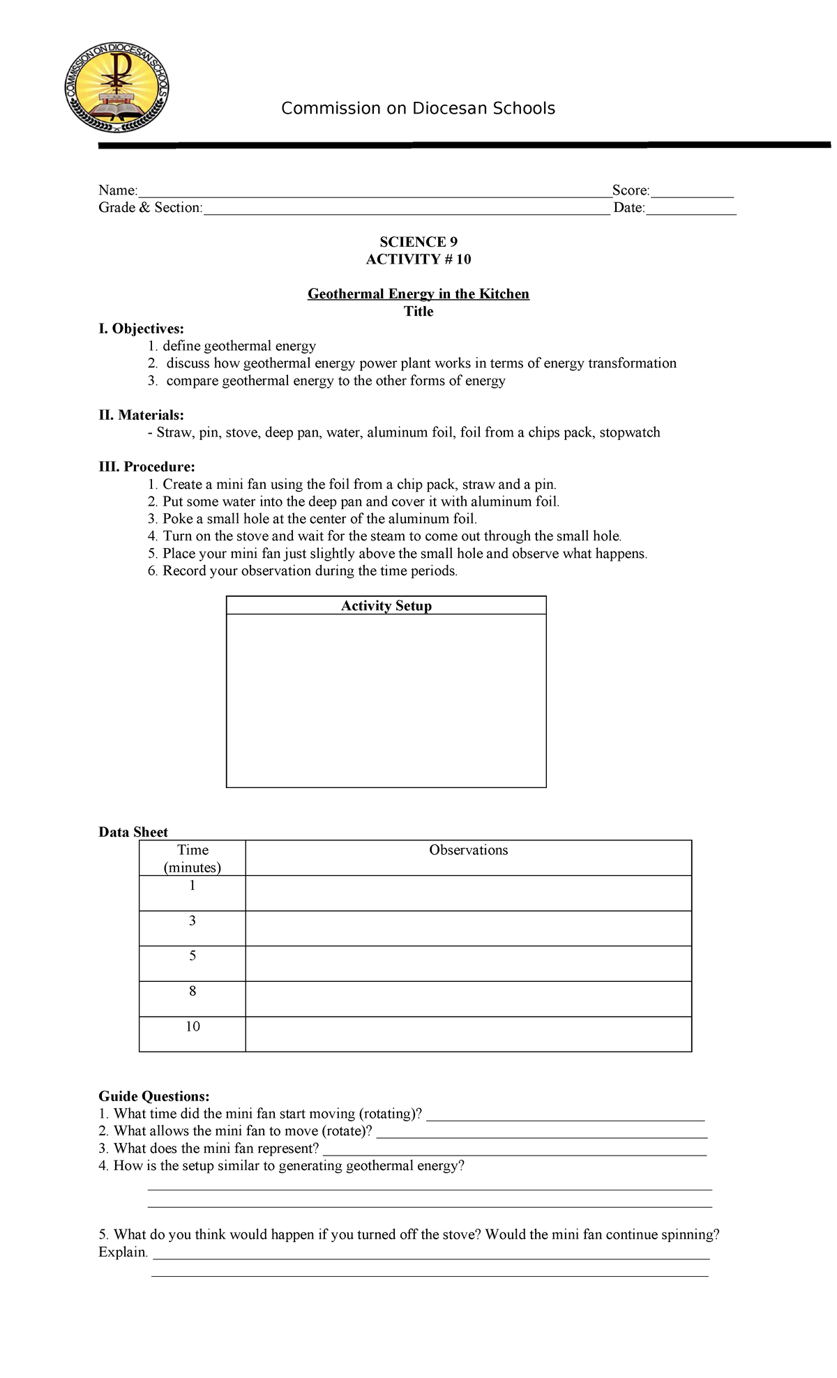 Grade 9 Q3 Activity 10 - www - Commission on Diocesan Schools - Studocu