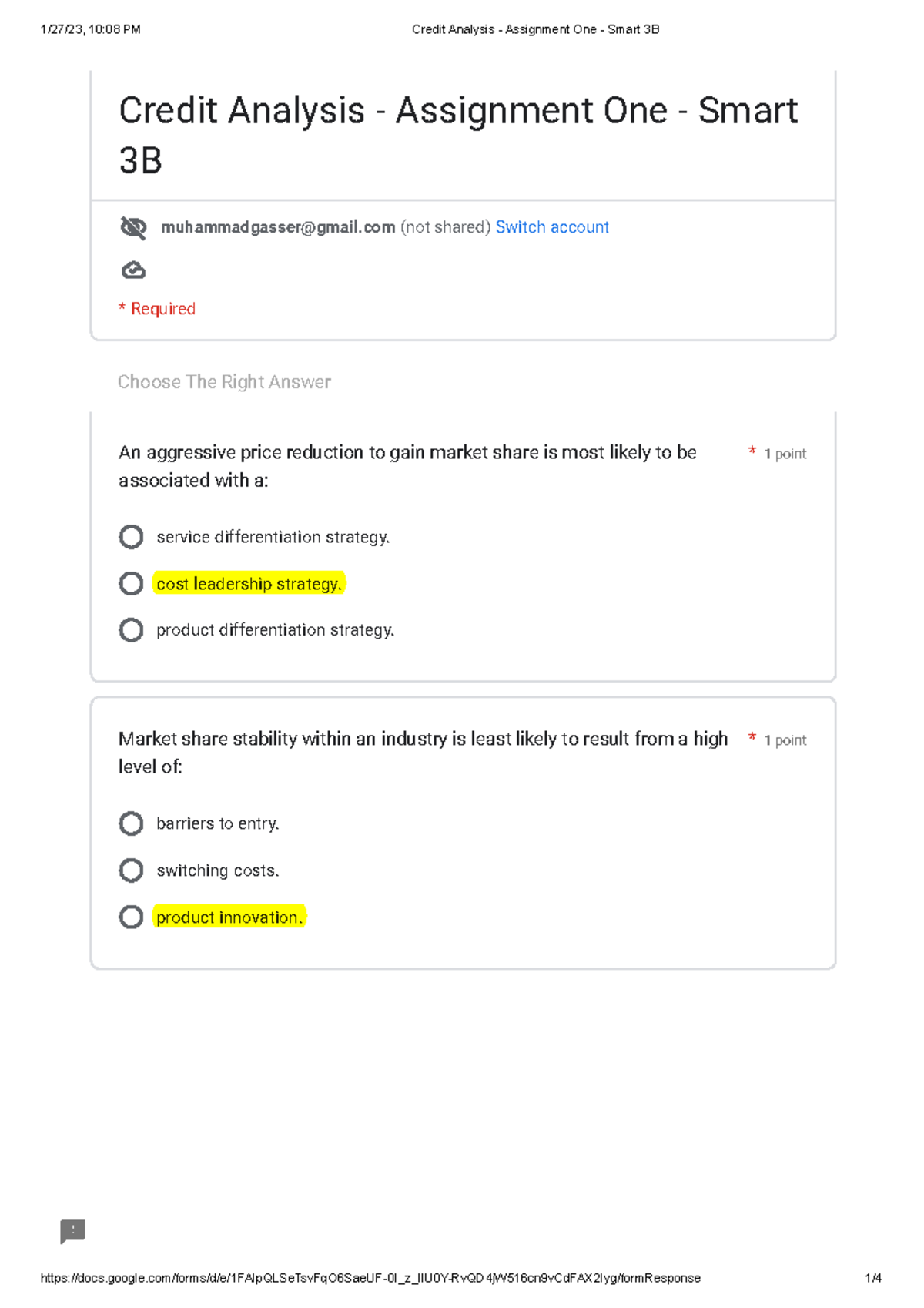 Credit Analysis - Assignment One - - Studocu
