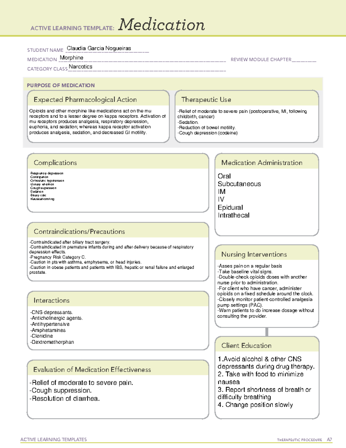 Narcotics - Medication templates: Pain and inflammation - ACTIVE ...