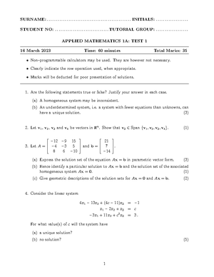 Math-132 - MATH 132: Applied Mathematics 1A Course Coordinators ...