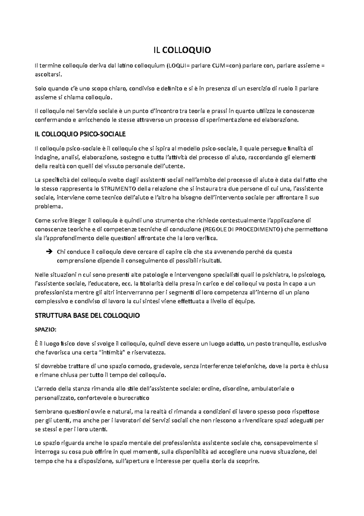 IL Colloquio - IL COLLOQUIO Il termine colloquio deriva dal latino ...