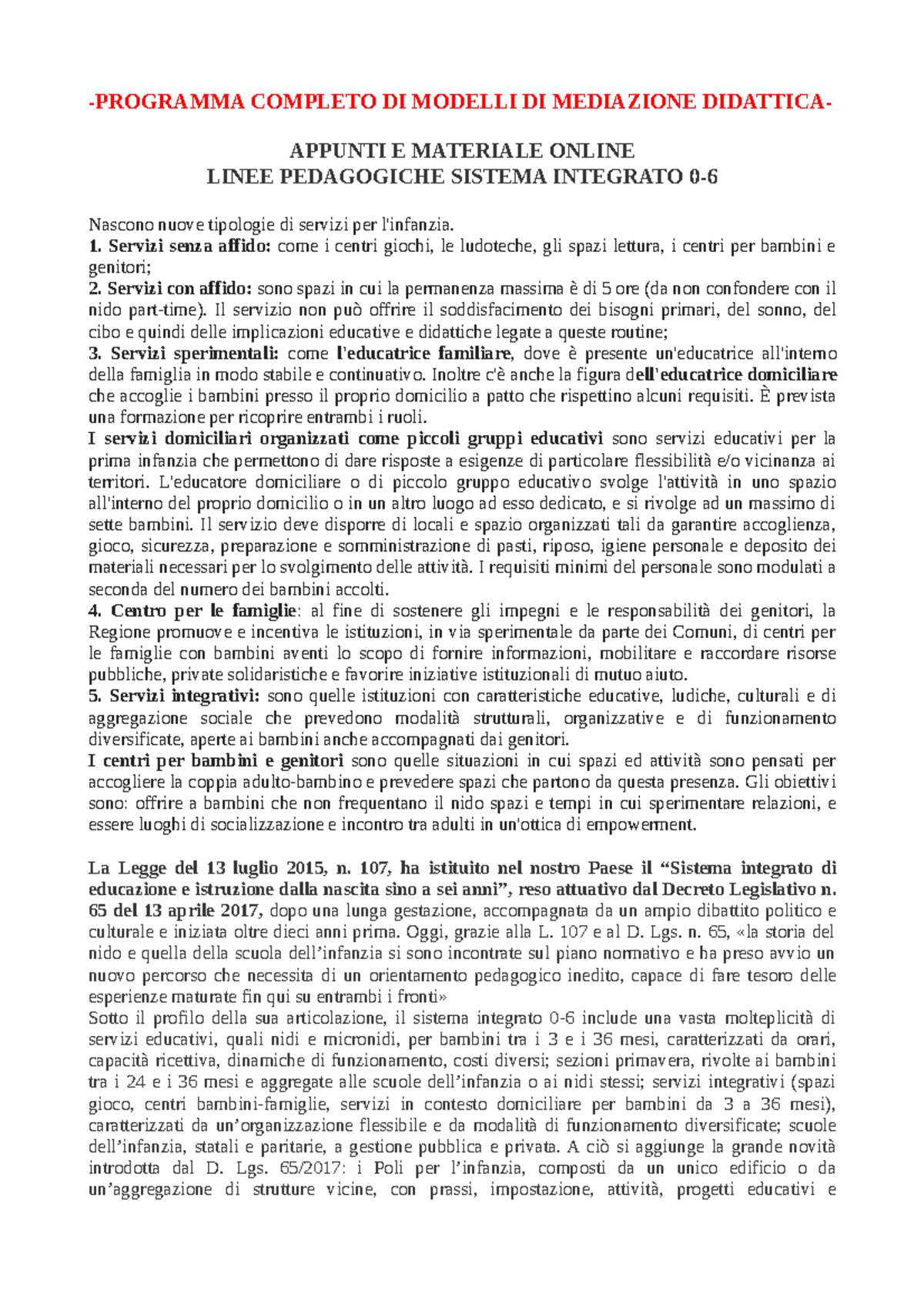 Esame di modelli di mediazione didattica -PROGRAMMA COMPLETO DI MODELLI DI MEDIAZIONE DIDATTICA ...