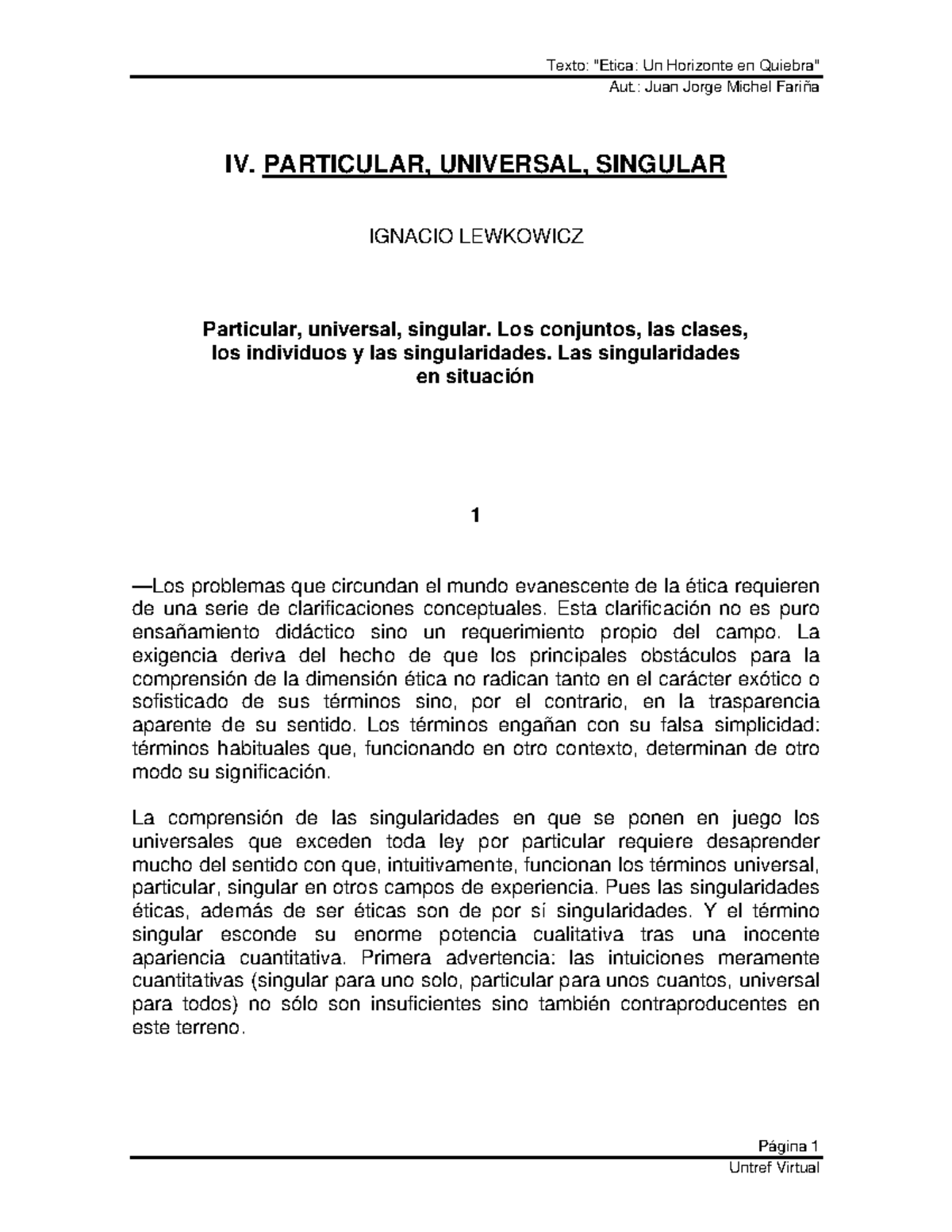 4 Etica UN Horizonte Parte 1 IV - Aut.: Juan Jorge Michel Fariña Página ...